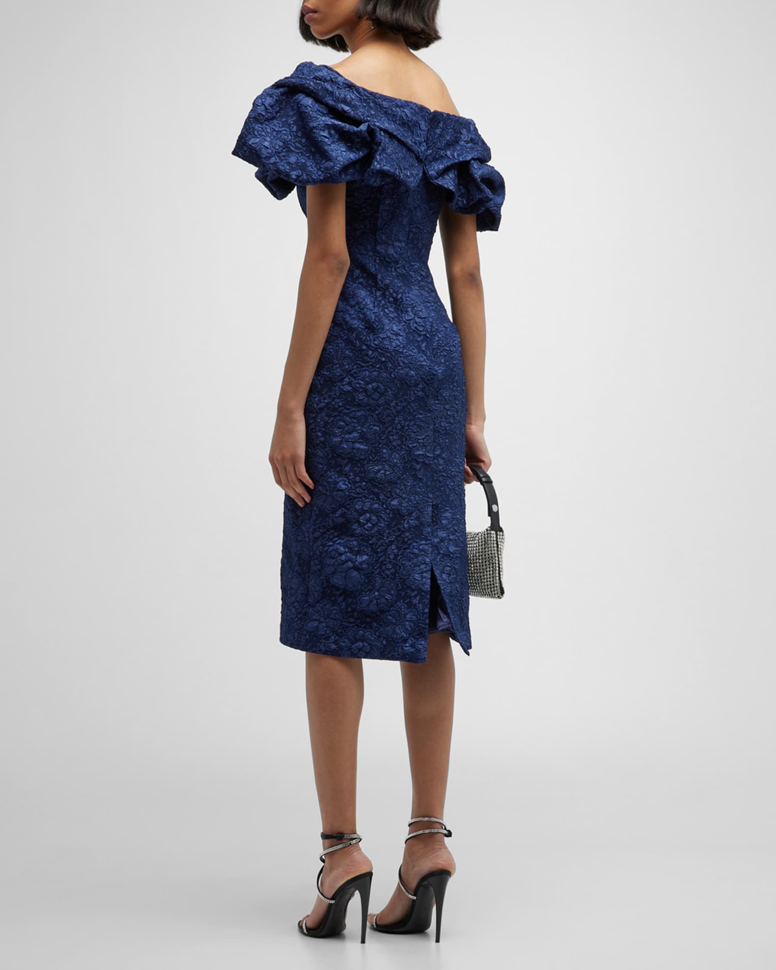 Jovani Off-Shoulder Floral Jacquard Sheath Dress | Neiman Marcus