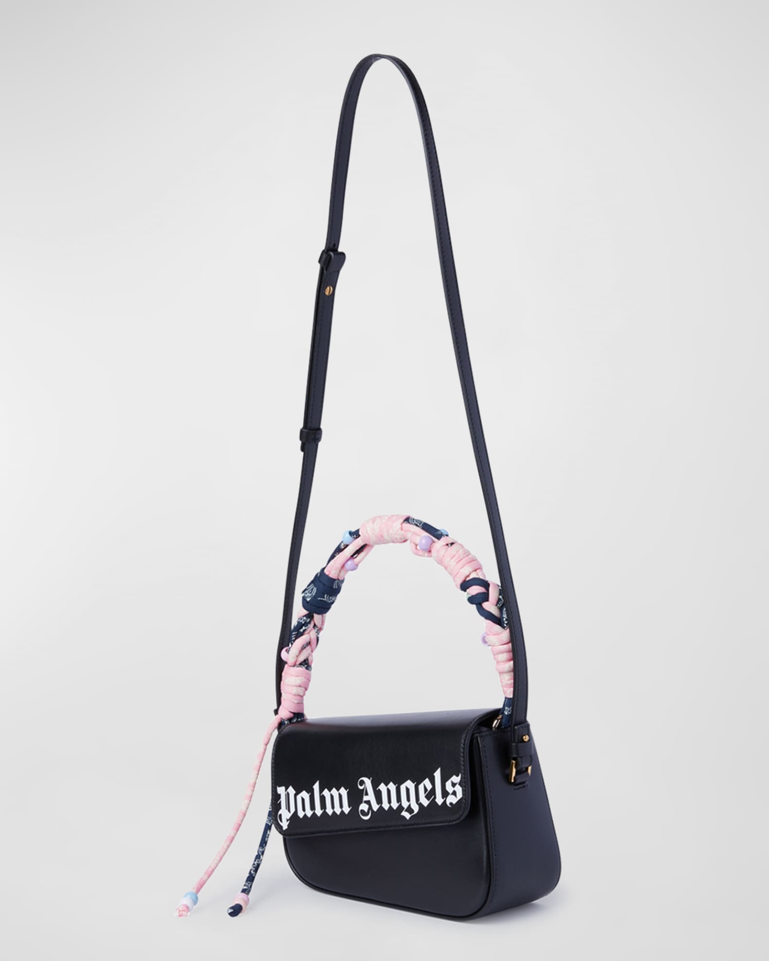 Palm Angels Crash Bandana Flap Leather Shoulder Bag | Neiman Marcus
