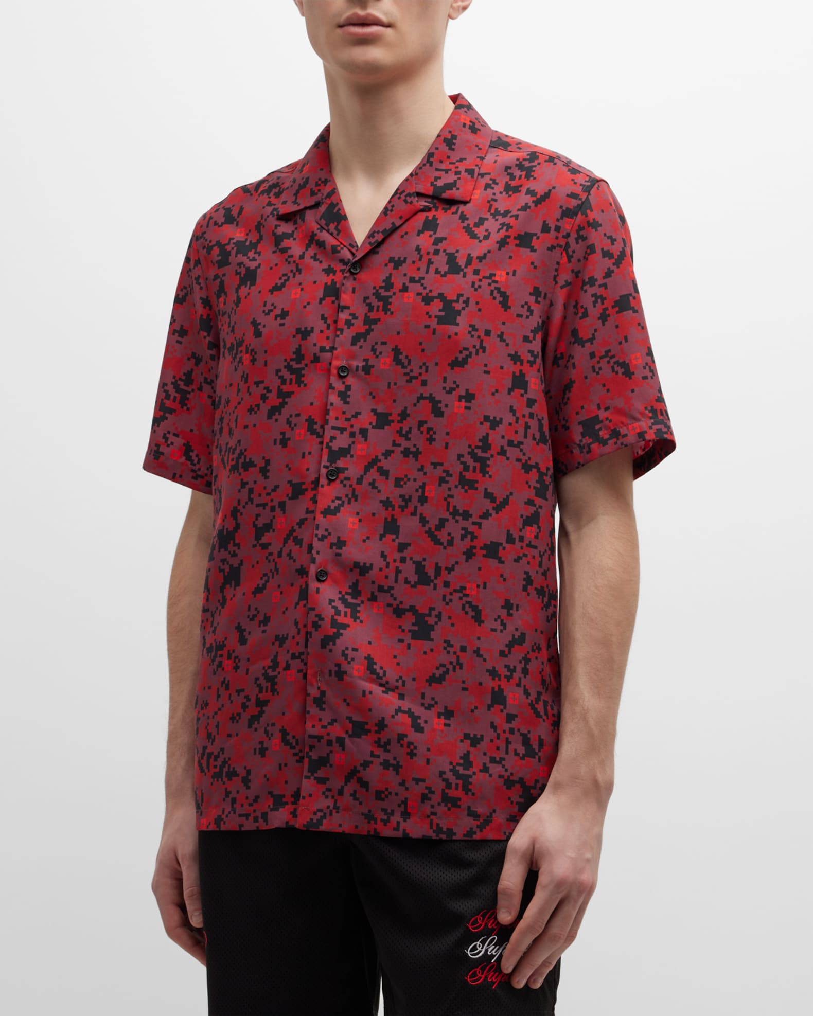 Ksubi Men's Digital Camo Artwork Camp Shirt | Neiman Marcus
