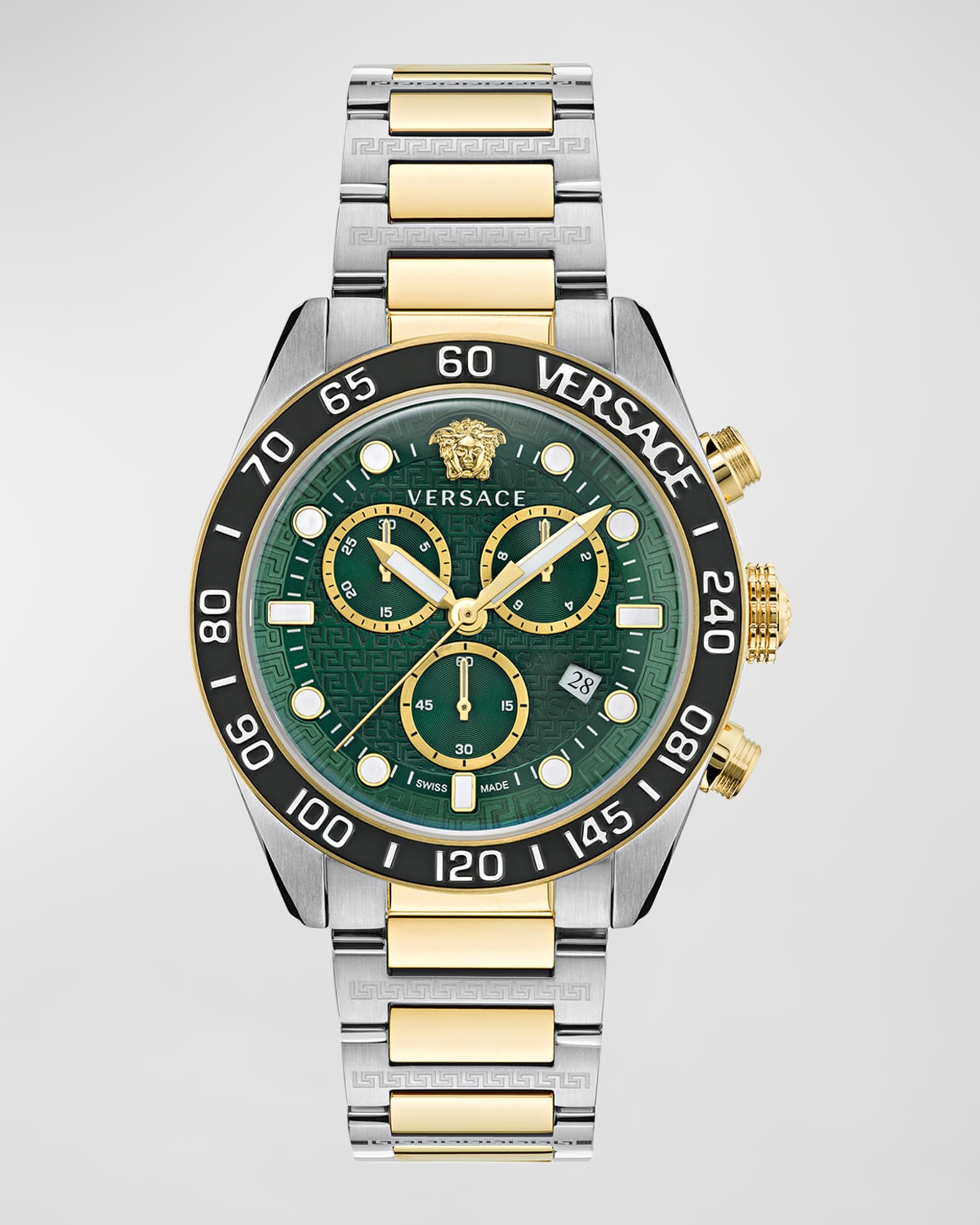 Versace Men's Greca Dome Two-Tone Bracelet Watch, 43mm | Neiman Marcus