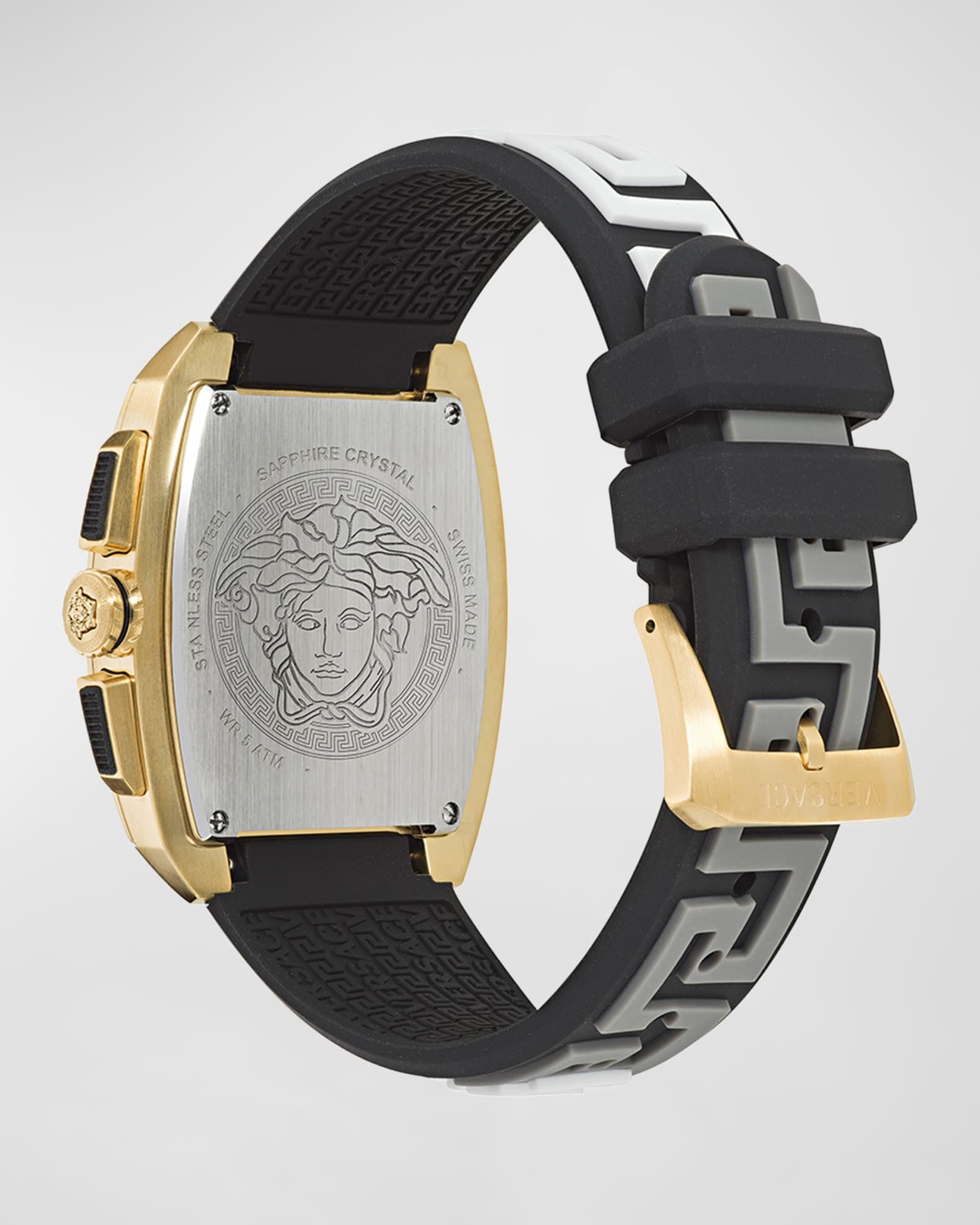 Versace Men's Dominus IP Yellow Gold Silicone Strap Watch, 42mm ...