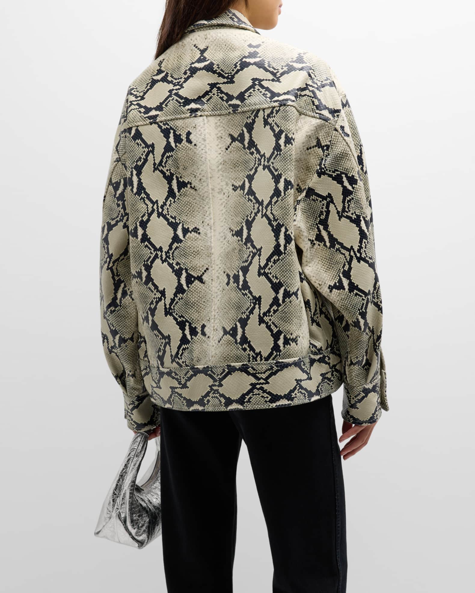 Khaite Tania Snake-Print Leather Jacket | Neiman Marcus