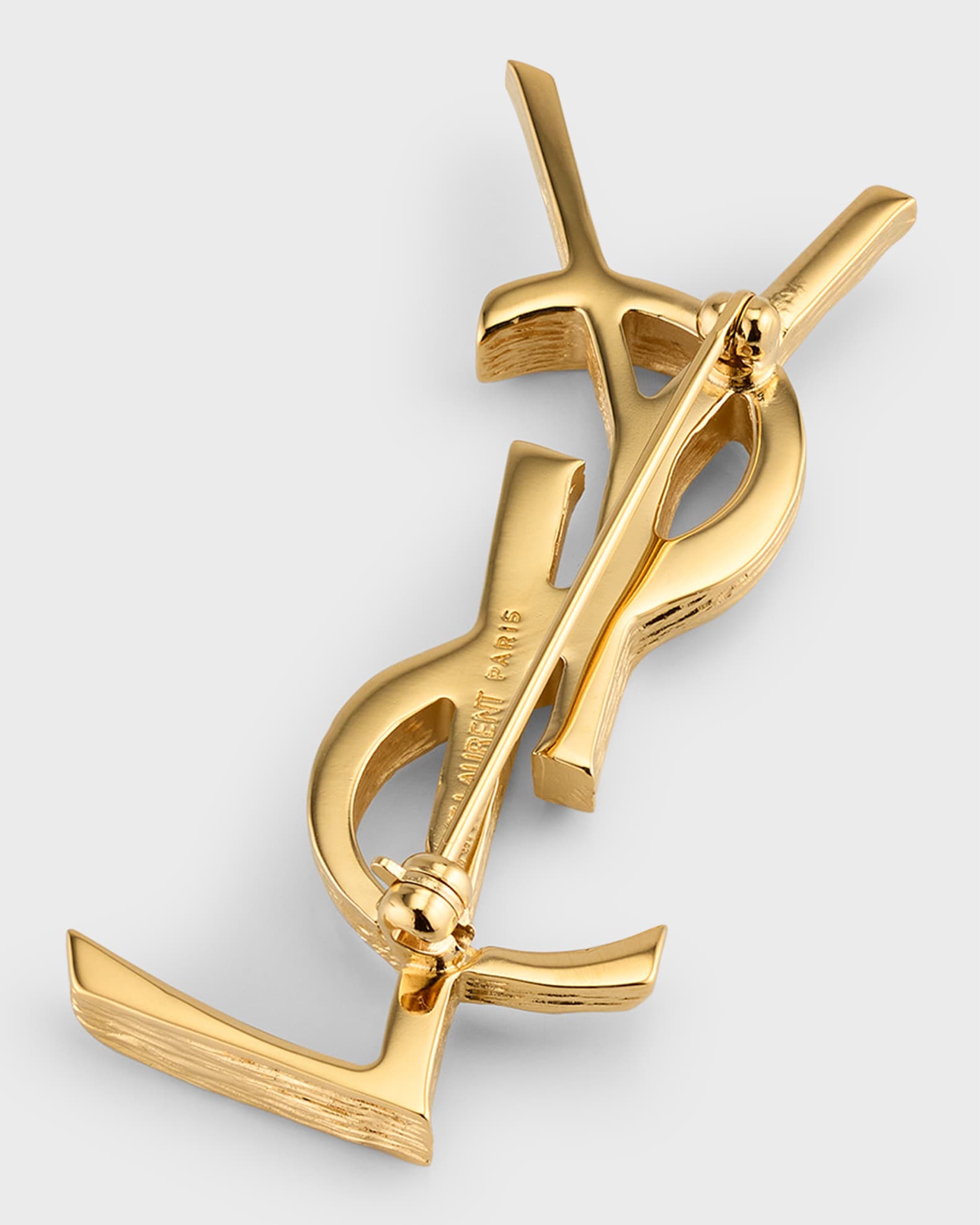 Saint Laurent Textured YSL Brooch | Neiman Marcus