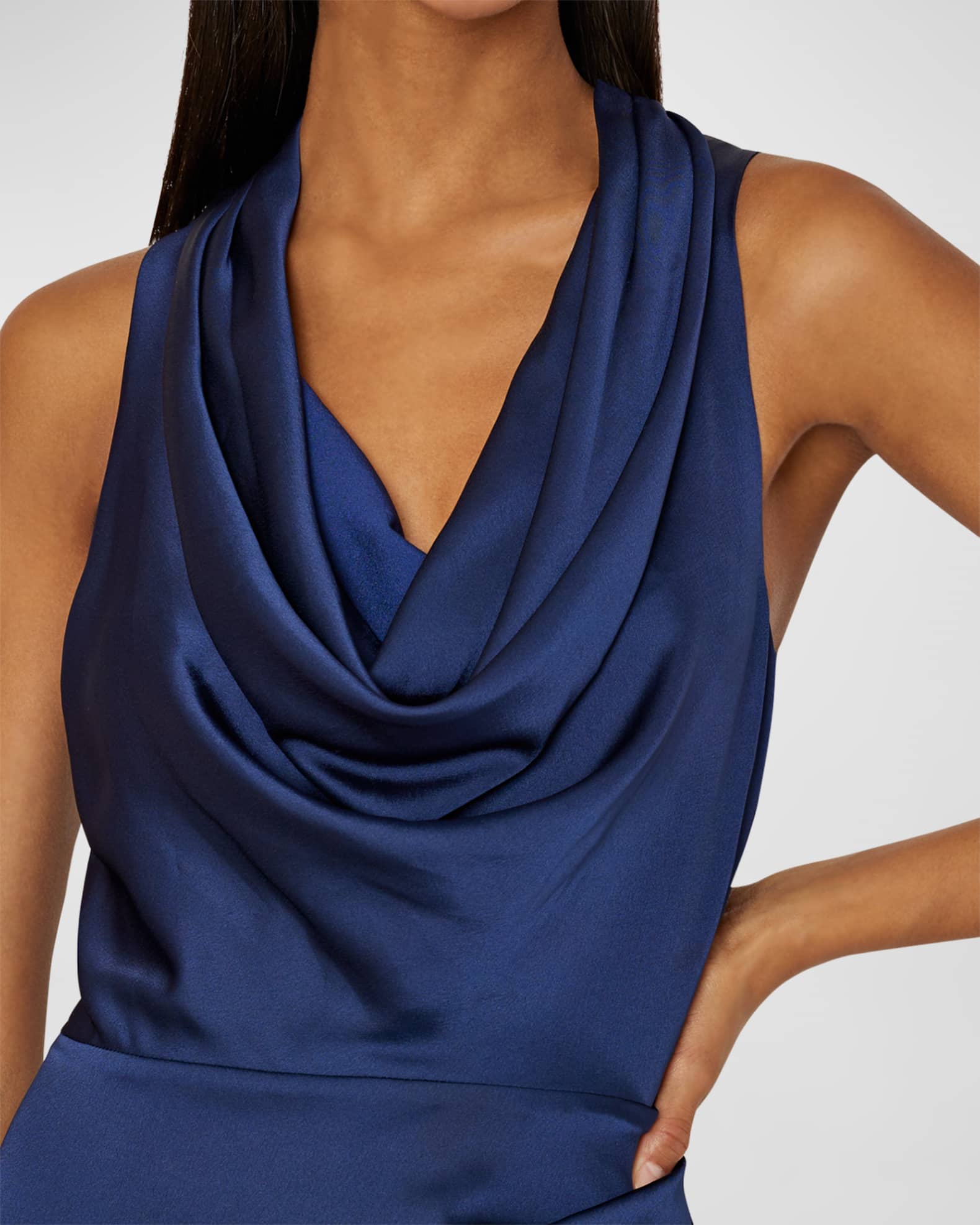 Milly Nia Sleeveless Cowl-Neck Satin Dress | Neiman Marcus