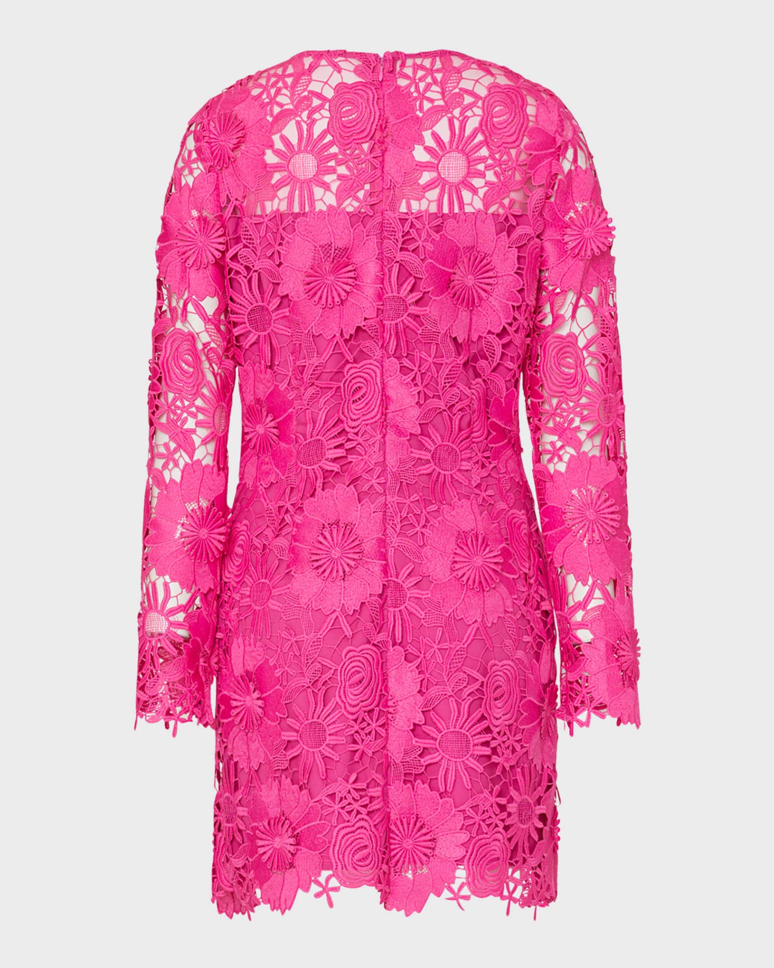 Milly Nessa Long-Sleeve Floral Lace Mini Dress | Neiman Marcus