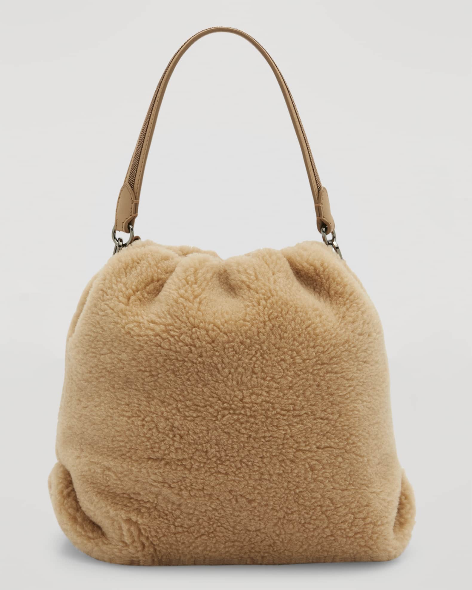 Brunello Cucinelli Wool-Cashmere Monili Bucket Bag | Neiman Marcus