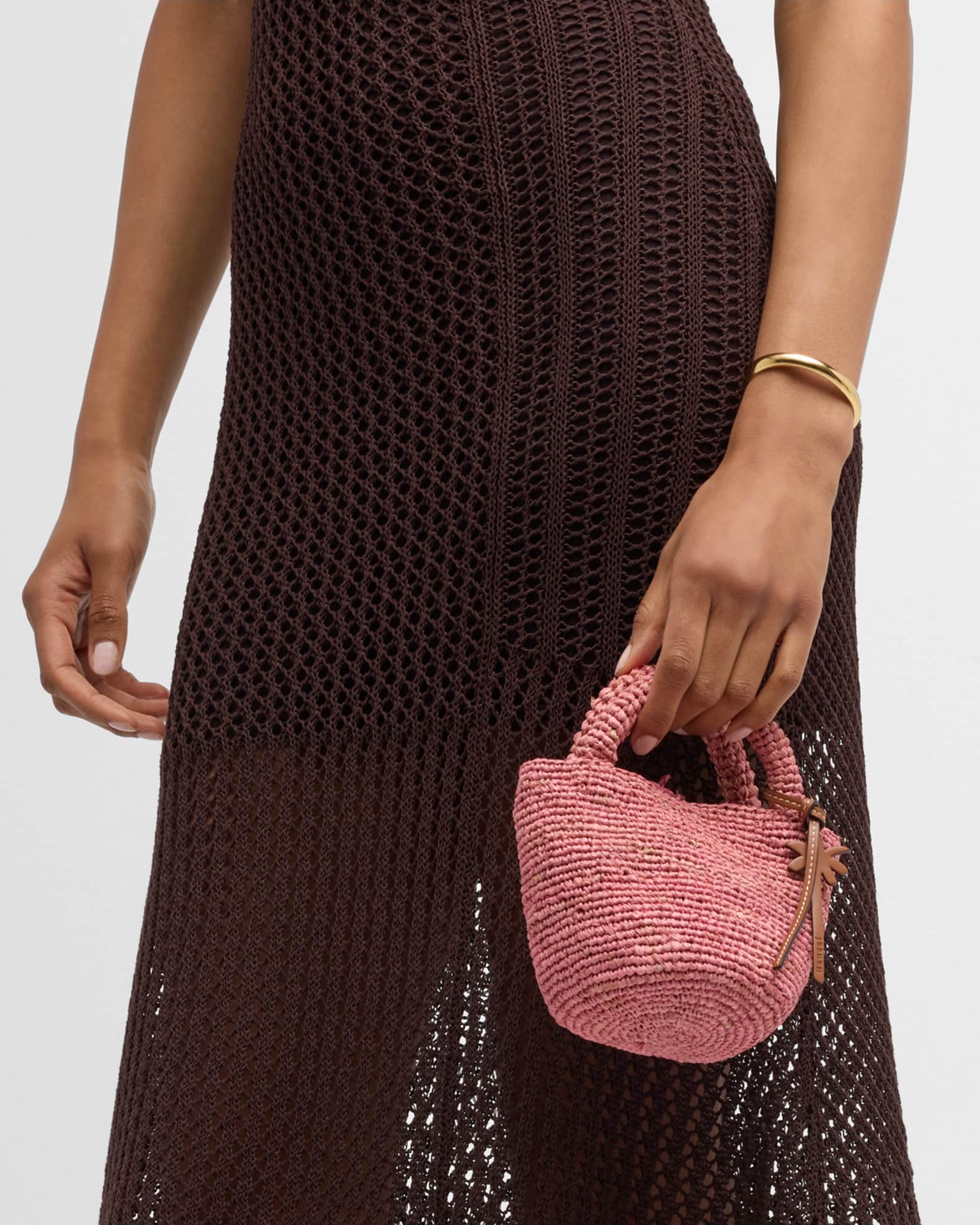 Manebi Mini Summer Raffia Top-Handle Bag | Neiman Marcus
