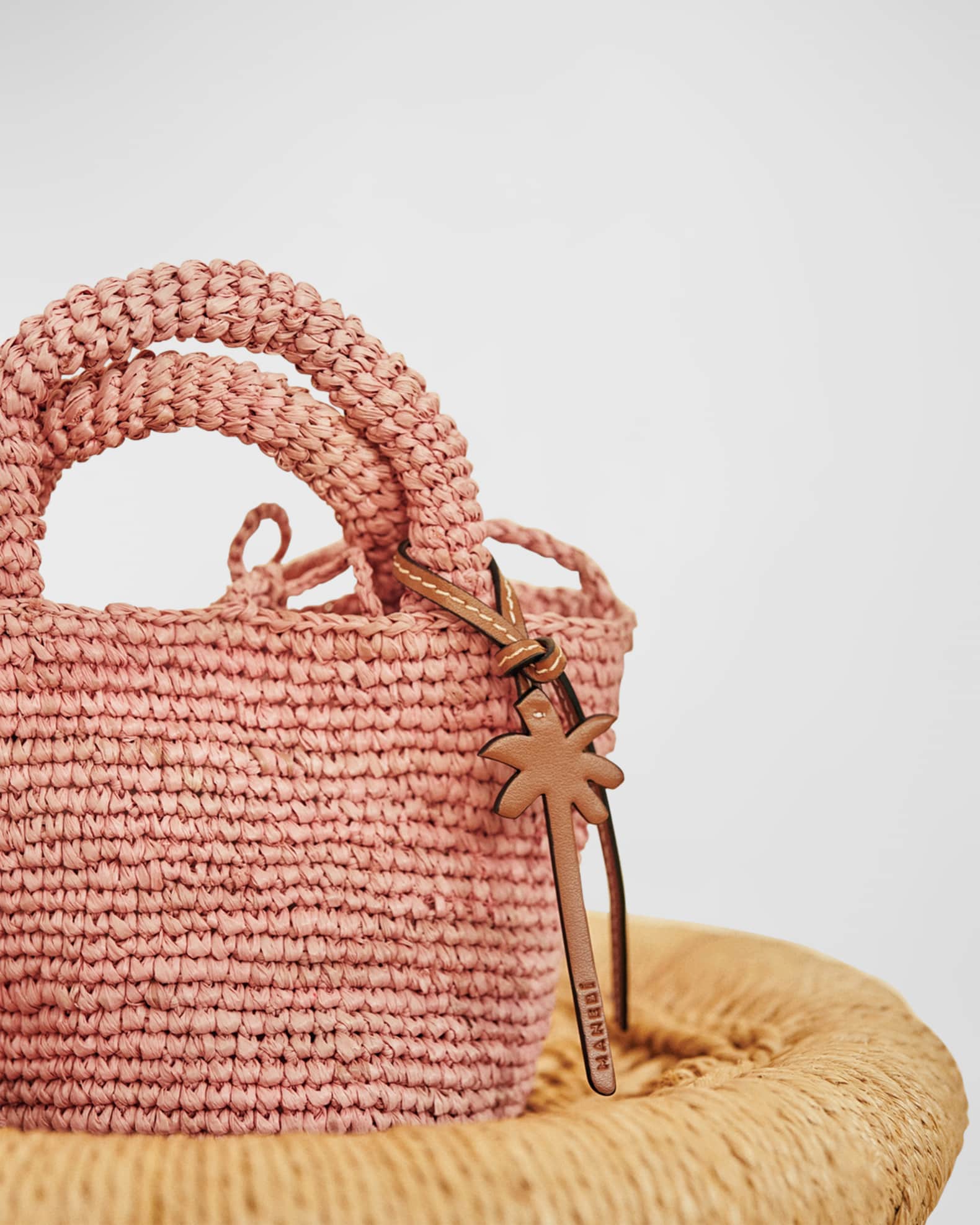 Manebi Mini Summer Raffia Top-Handle Bag | Neiman Marcus