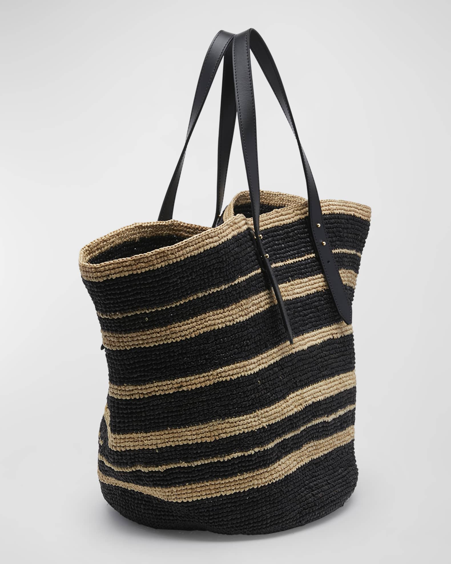 Manebi Bahia Striped Raffia Beach Tote Bag | Neiman Marcus