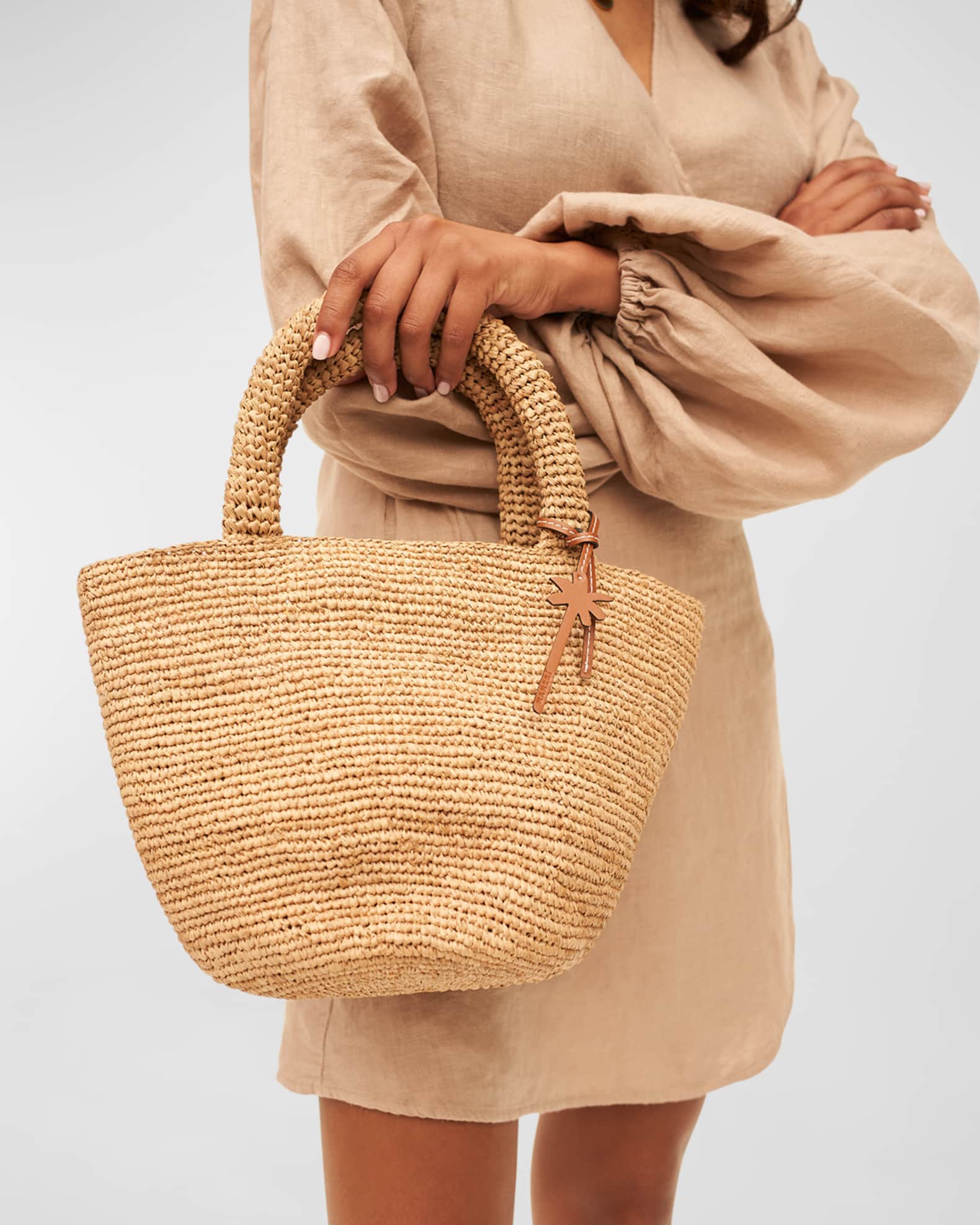 Summer Medium Raffia Beach Tote Bag | Neiman Marcus