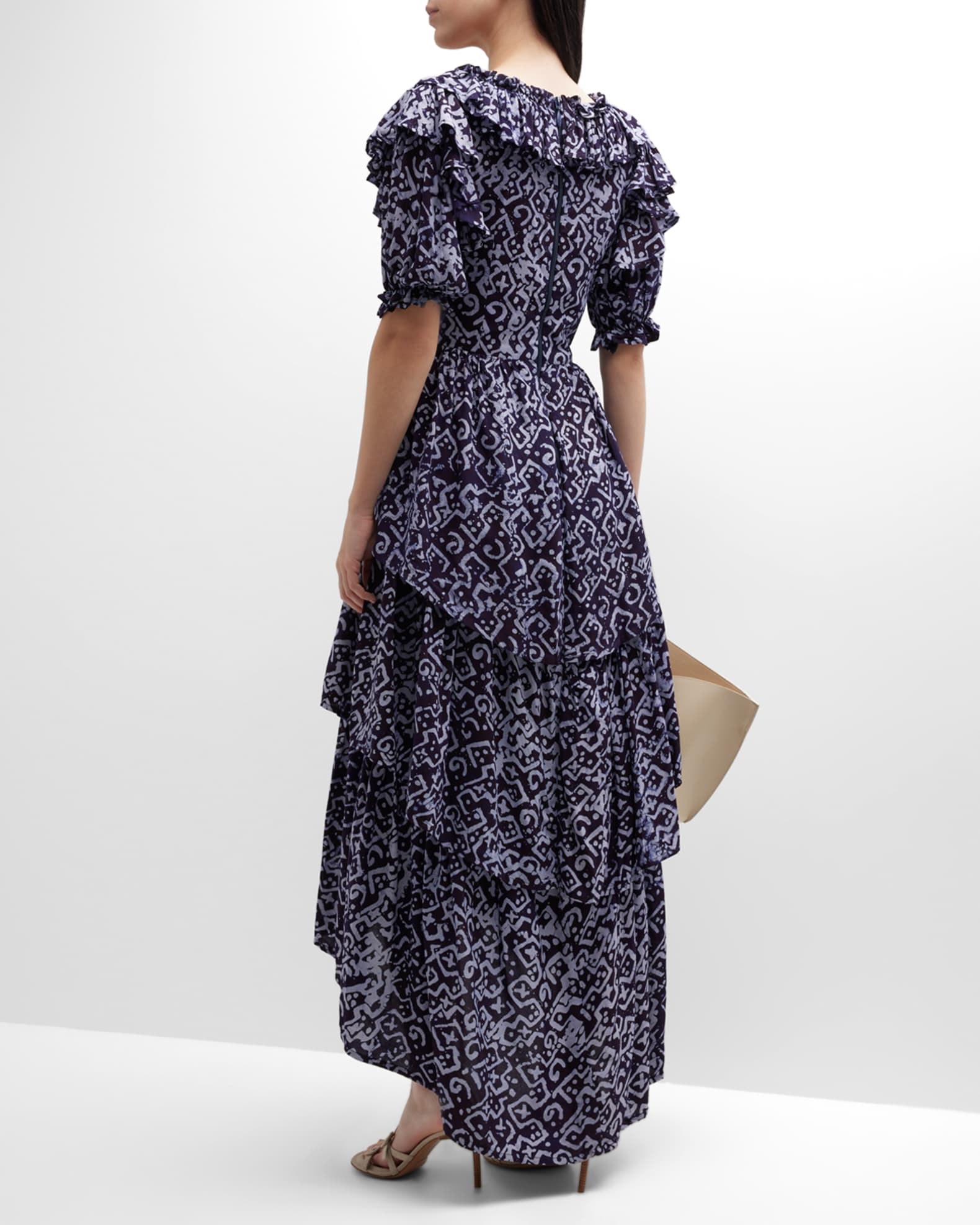 Busayo Temi Tiered Ruffle High-Low Midi Dress | Neiman Marcus