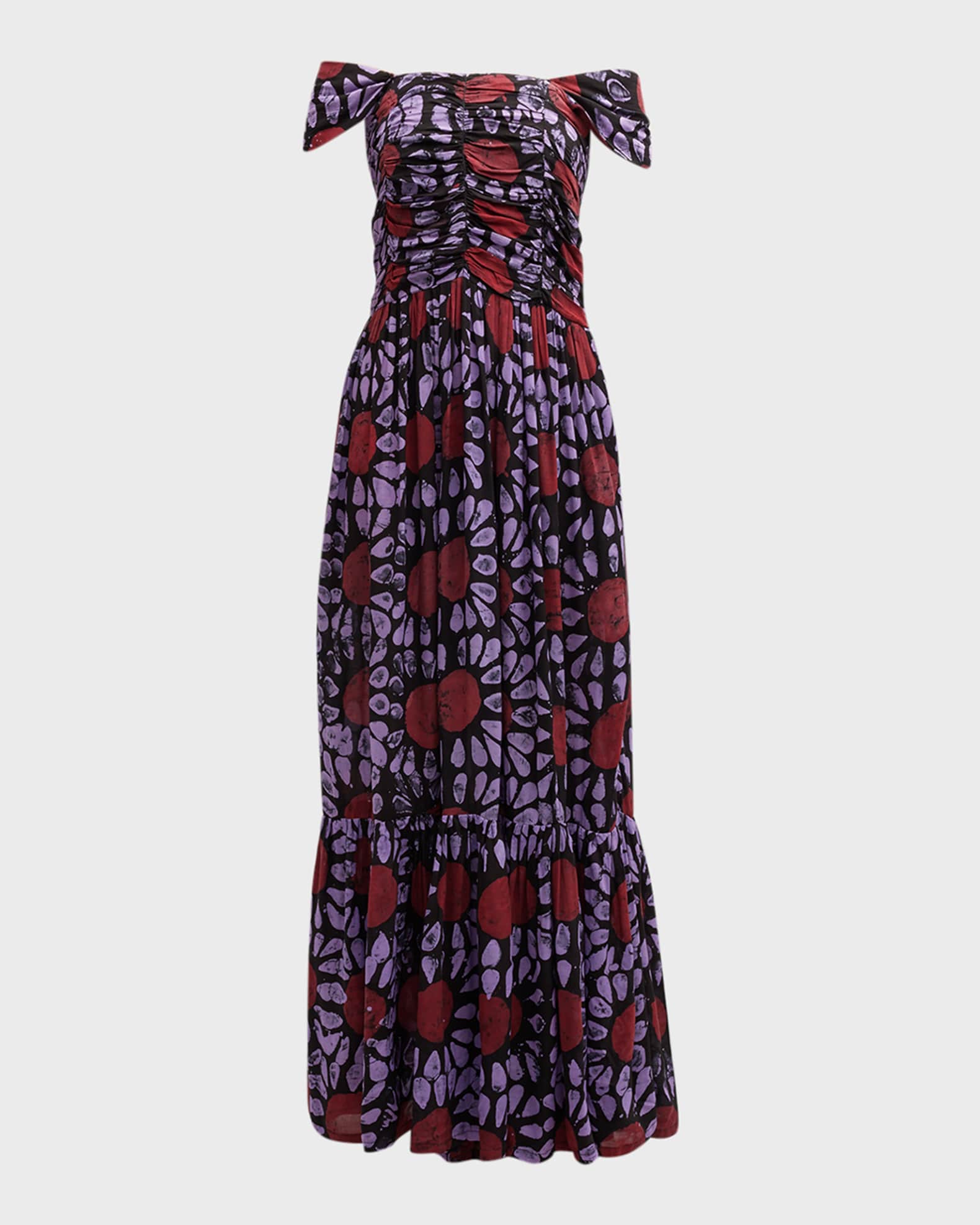 Busayo Olumide Square-Neck Cap-Sleeve Maxi Dress | Neiman Marcus