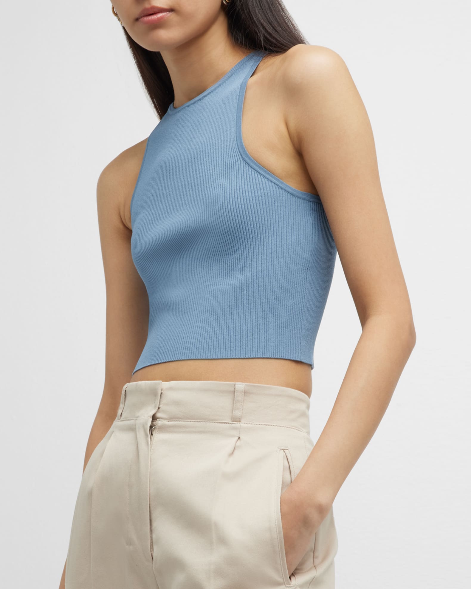Max Mara Turku Rib Crop Tank Top | Neiman Marcus