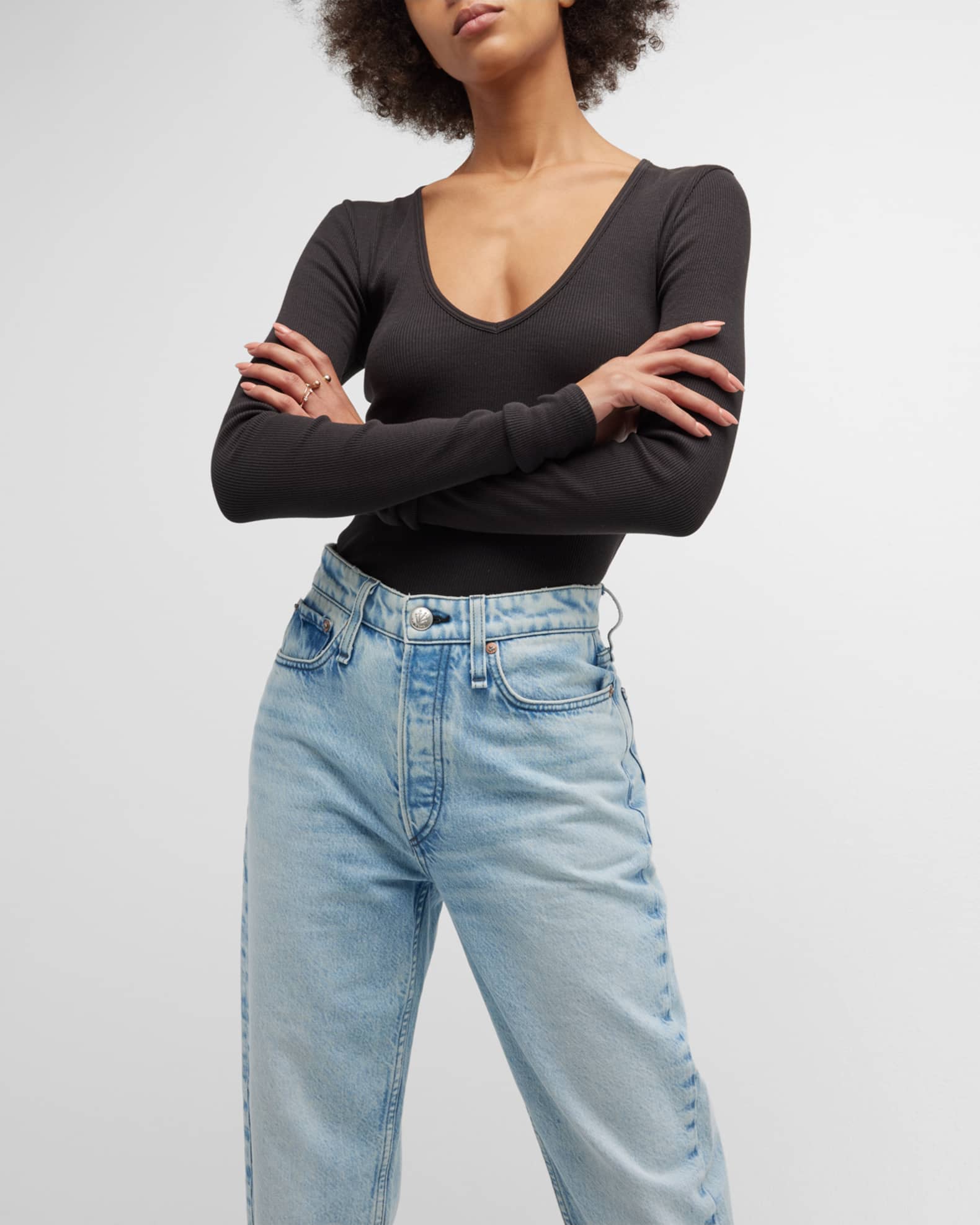 Rag & Bone The Essential Rib Vee Top | Neiman Marcus