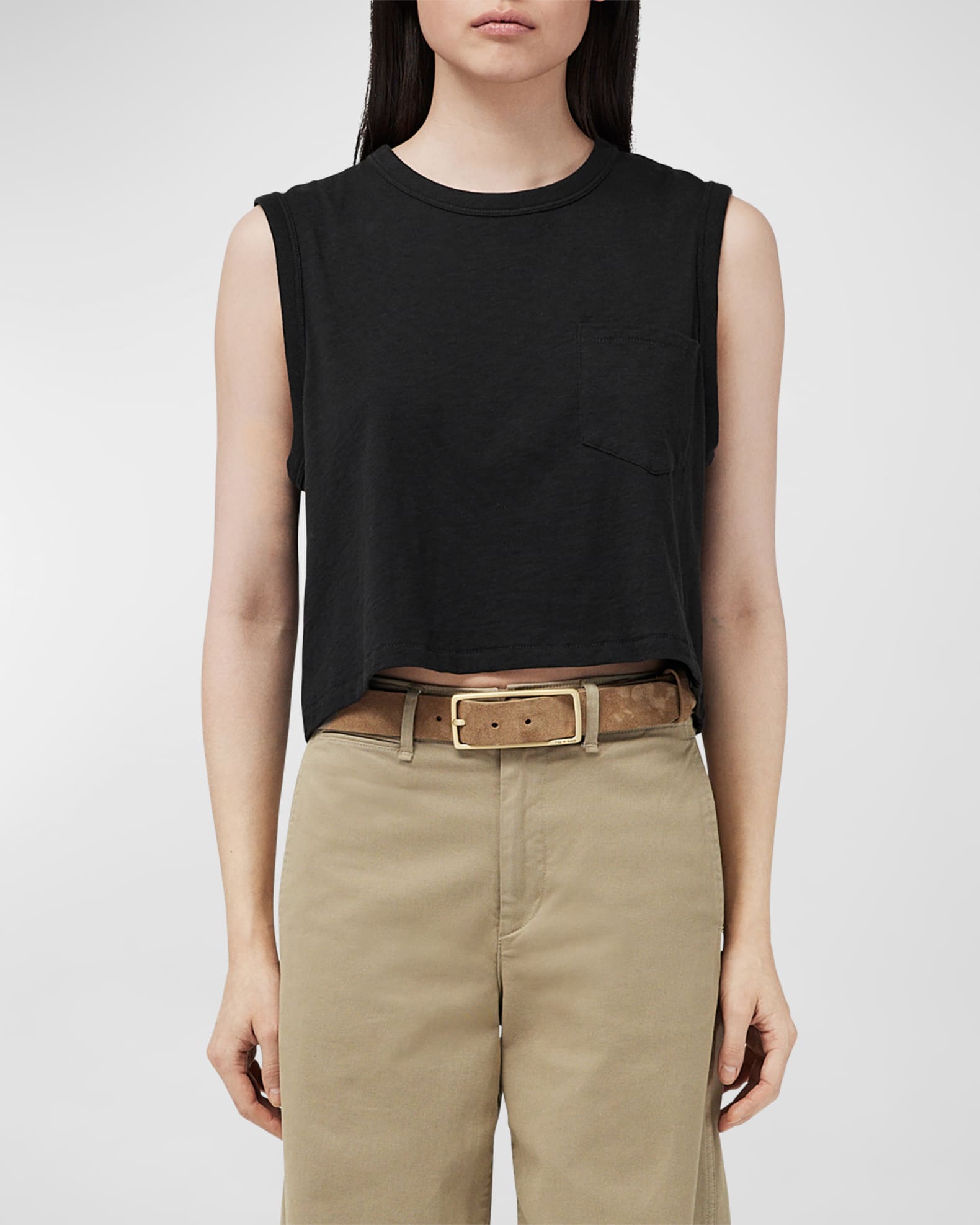 Rag & Bone Cropped Mini Slub Pocket Tank Top | Neiman Marcus