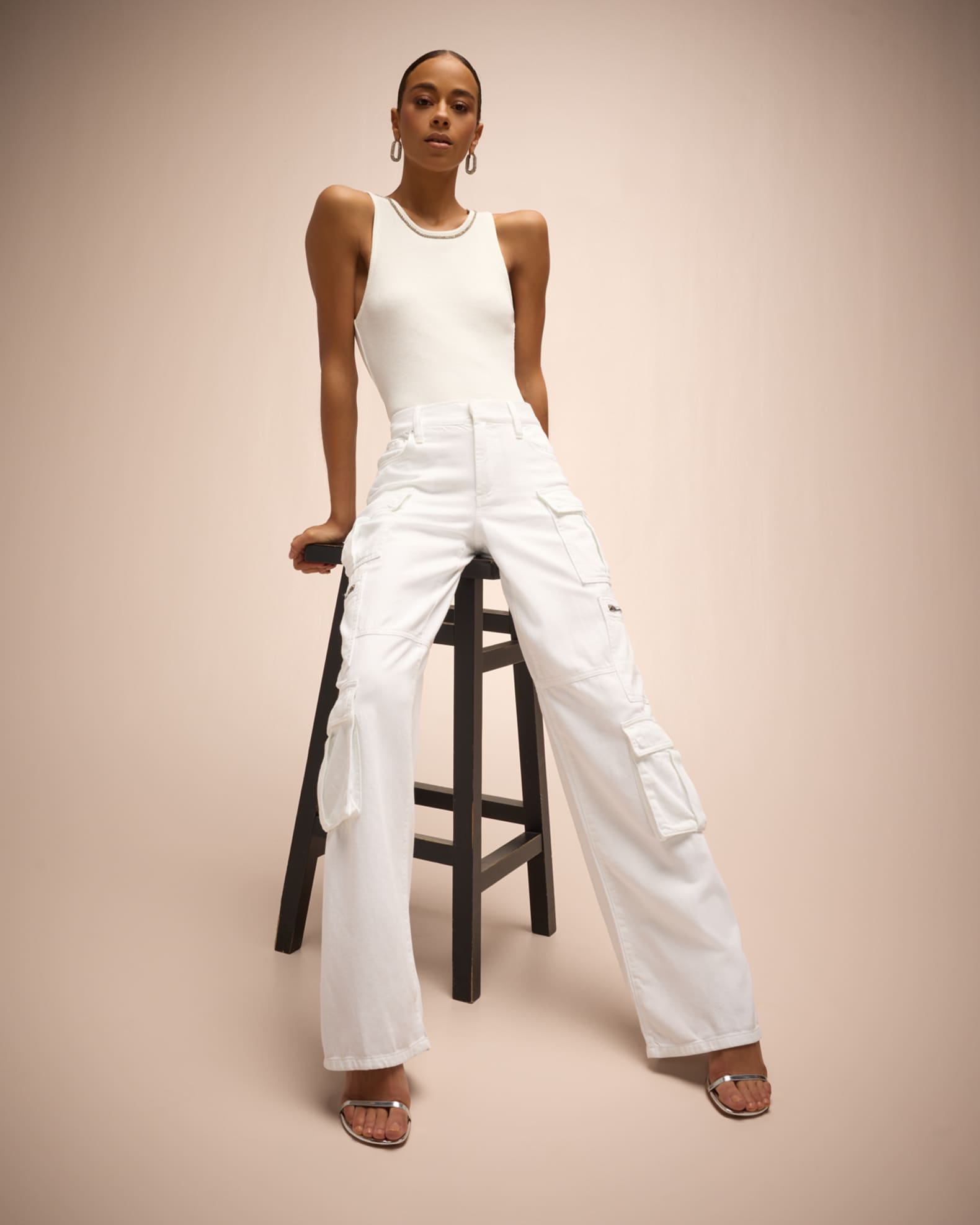 Alice + Olivia Cay Baggy Denim Cargo Pants | Neiman Marcus