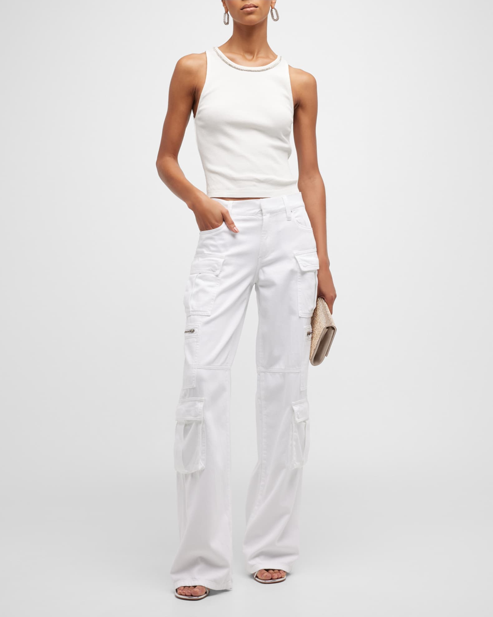 Alice + Olivia Cay Baggy Denim Cargo Pants | Neiman Marcus