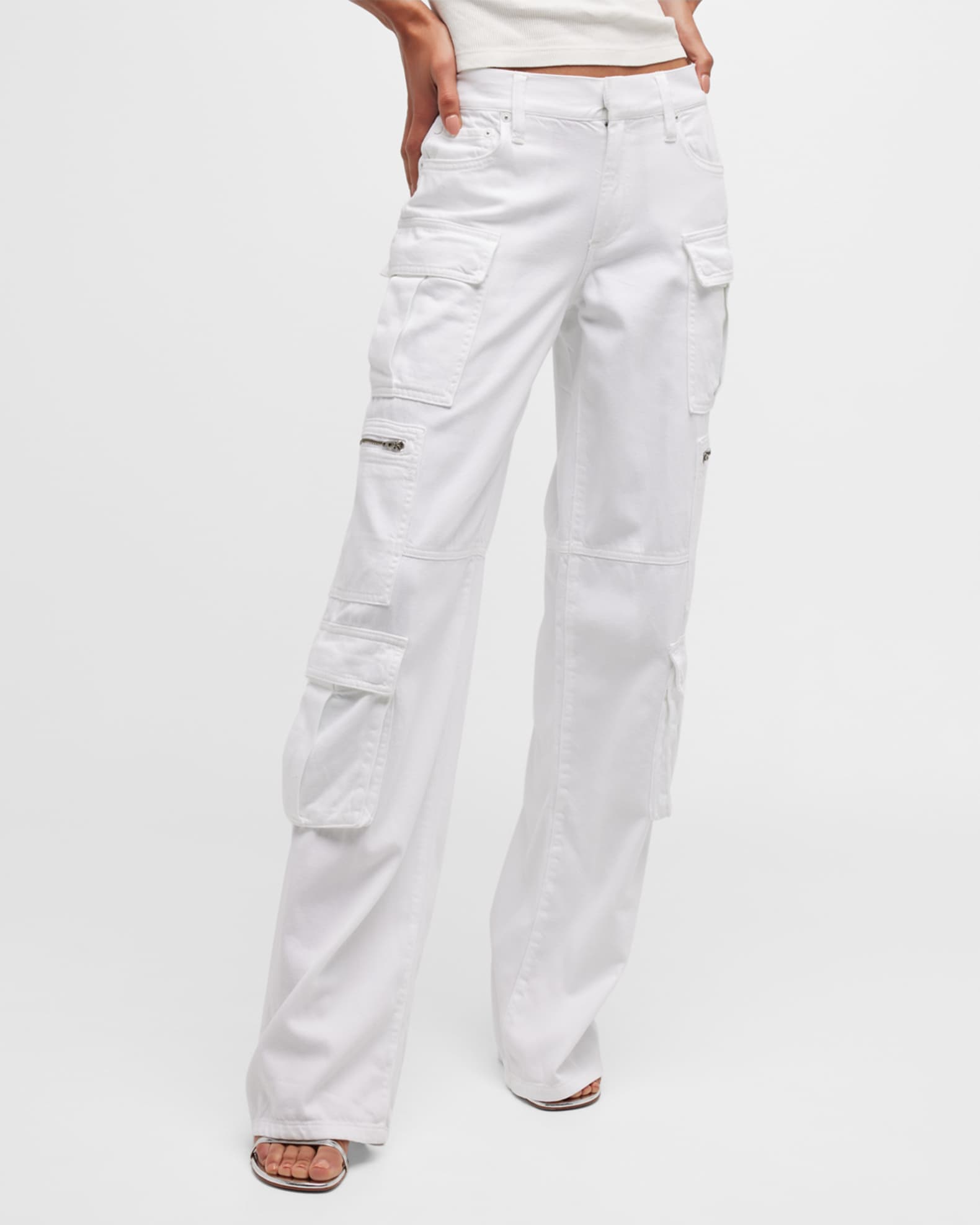 Alice + Olivia Cay Baggy Denim Cargo Pants | Neiman Marcus