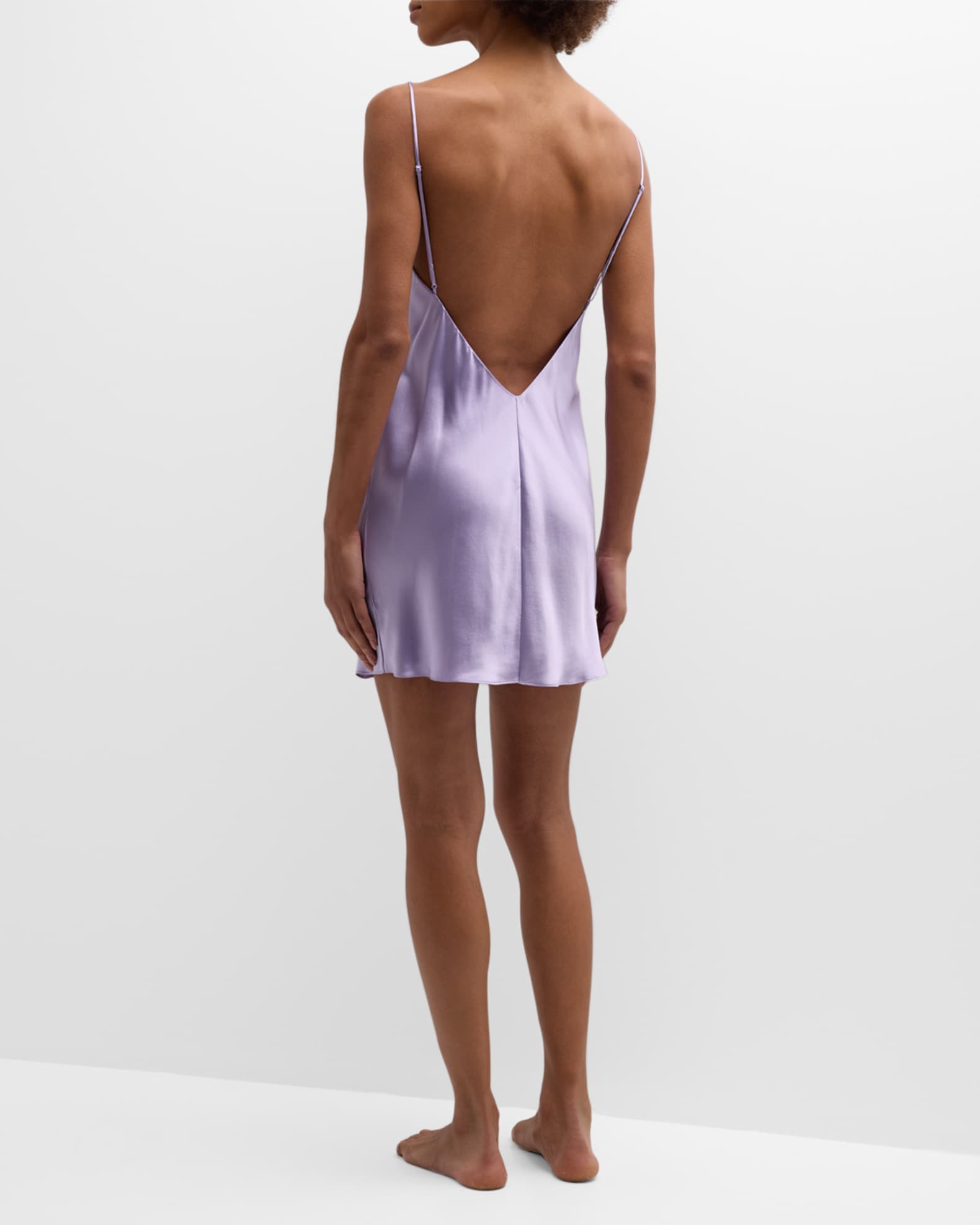 Olivia Von Halle Xena V-Neck Silk Slip Mini Dress | Neiman Marcus