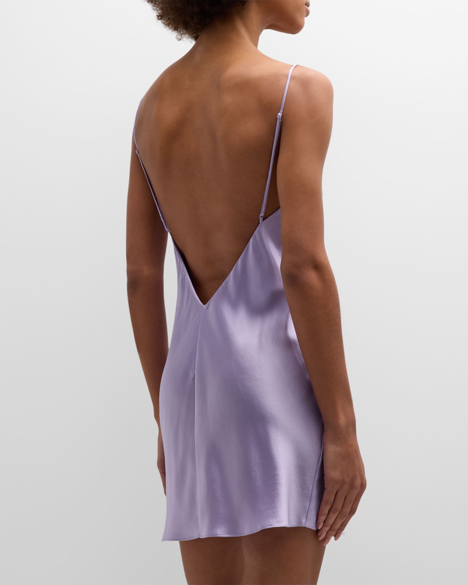 Olivia Von Halle Xena V-Neck Silk Slip Mini Dress | Neiman Marcus