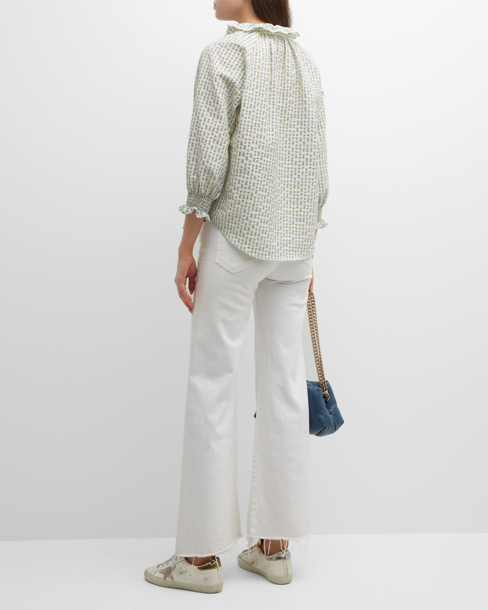 Finley Fiona Ruffle-Trim Seersucker Shirt | Neiman Marcus