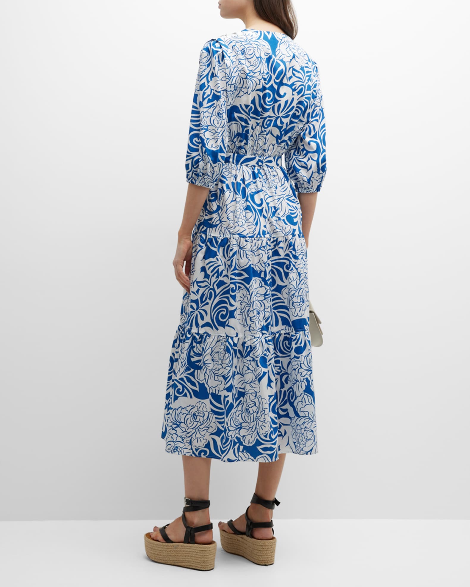 Finley Aerin Tiered Floral-Print Midi Dress | Neiman Marcus