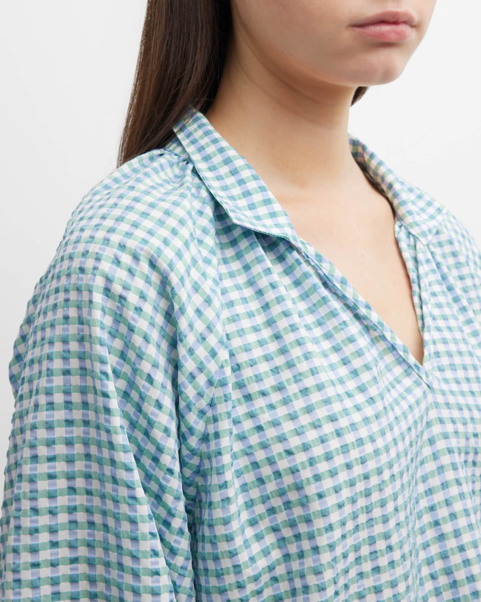 Finley Floaty Blouson-Sleeve Seersucker Top | Neiman Marcus