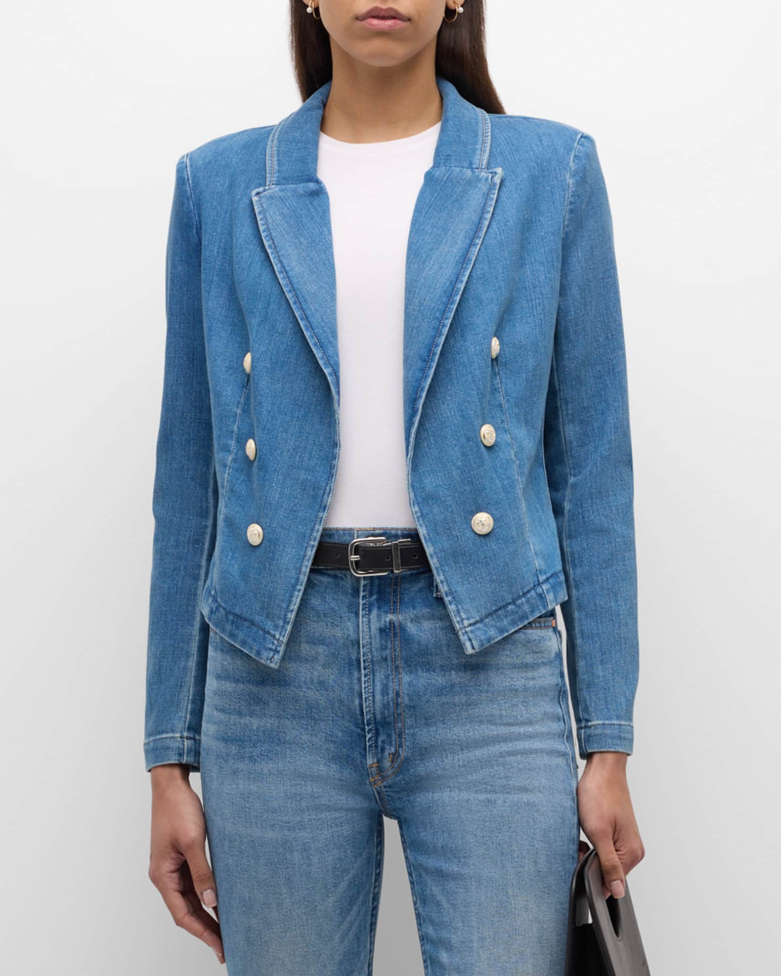 L'Agence Wayne Cropped Double-Breasted Jacket | Neiman Marcus