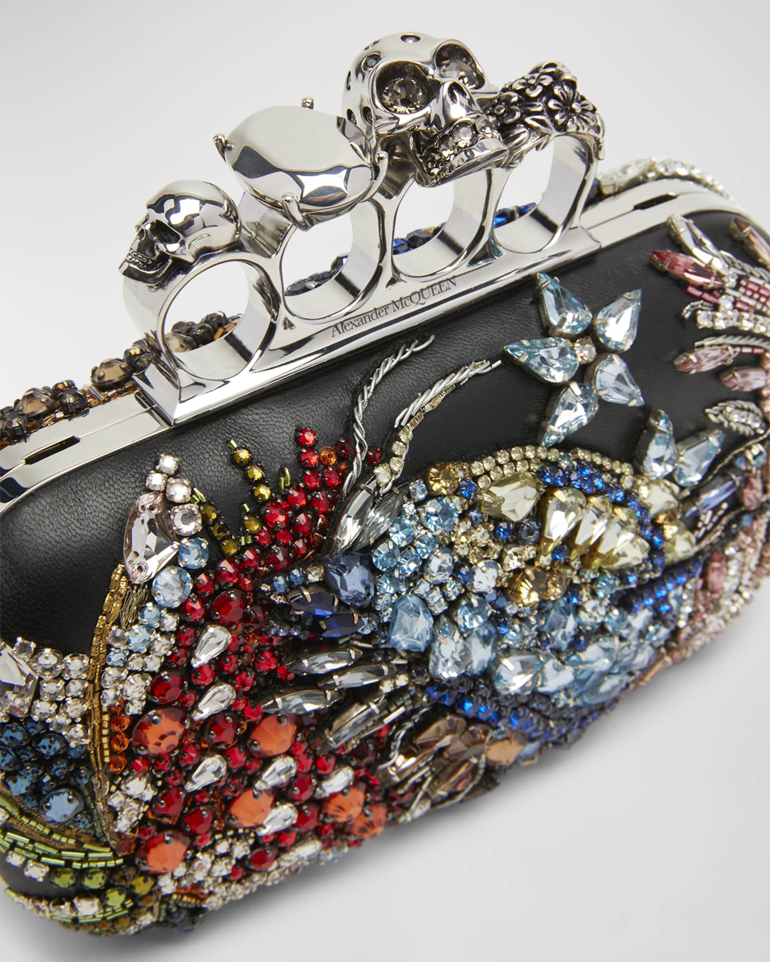 Alexander McQueen Skull Jewel Crystal Clutch Bag with Strap | Neiman Marcus