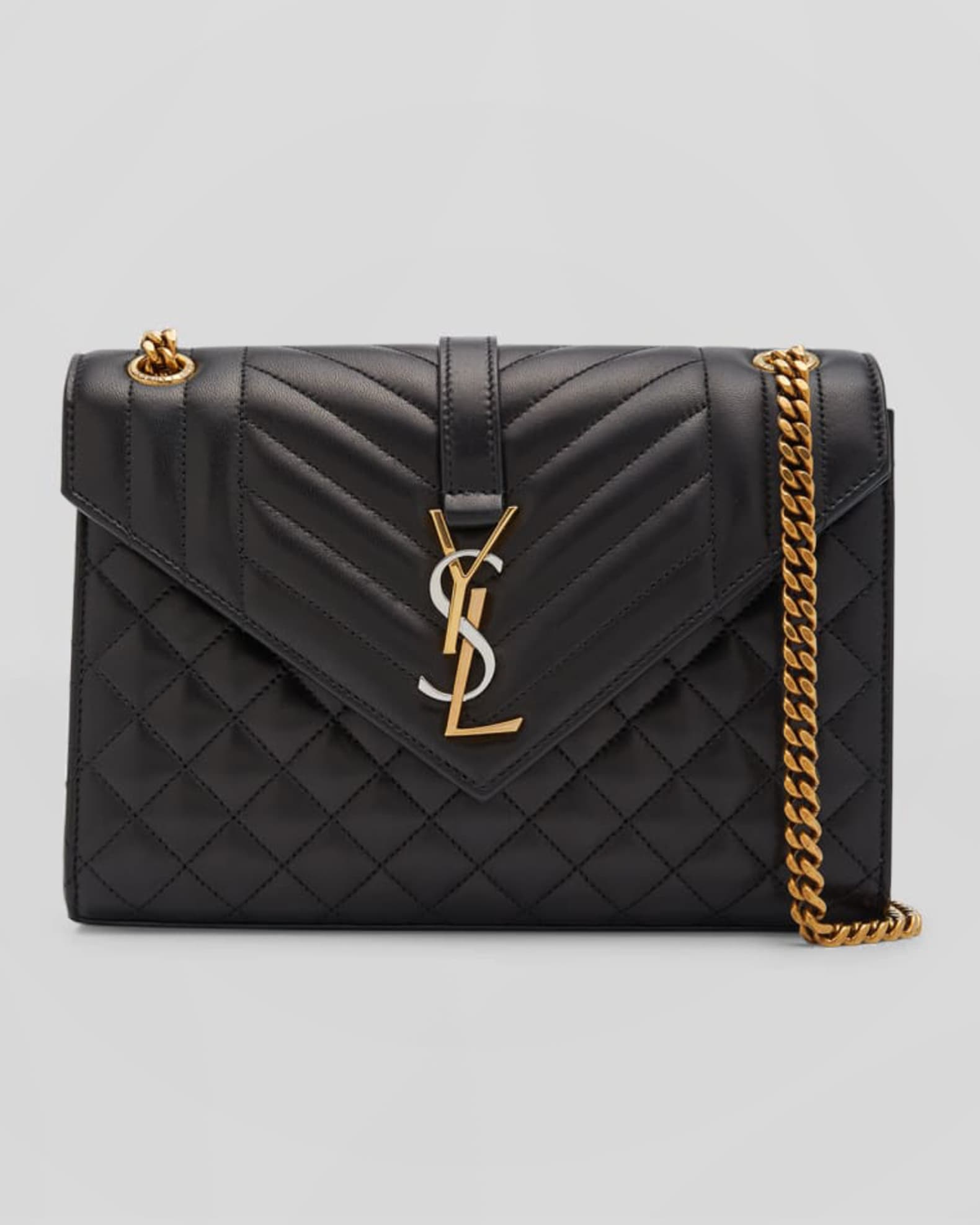 Saint Laurent Envelope Triquilt Medium YSL Shoulder Bag in Smooth ...