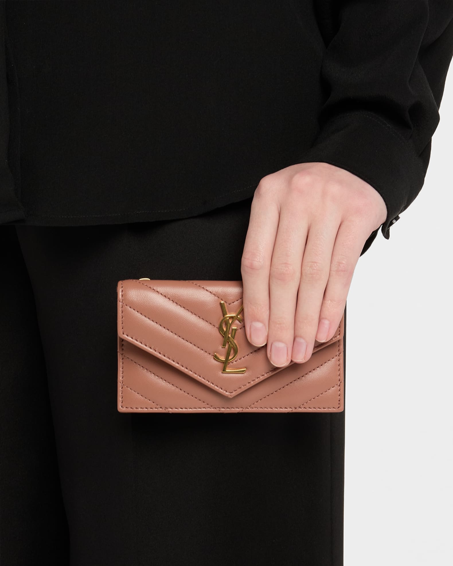 Saint Laurent Cassandre YSL Quilted Leather Fragments Card Holder ...