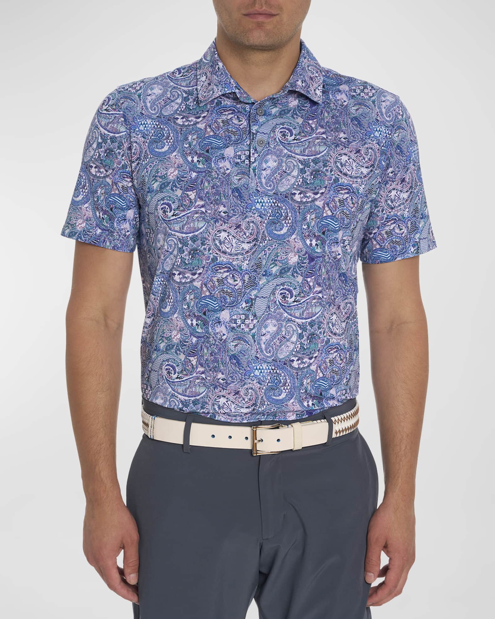 Robert Graham Men's Goldberg Performance Stretch Polo Shirt | Neiman Marcus