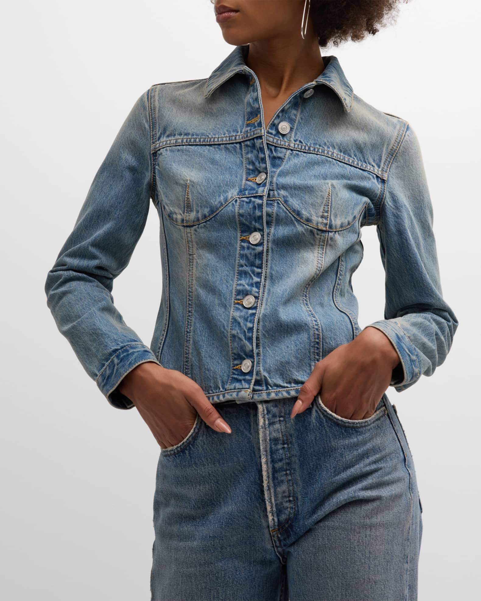 Givenchy Corset Detail Denim Jacket | Neiman Marcus