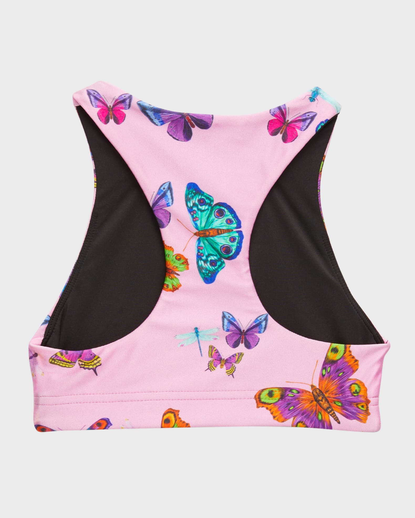 Terez Girl's Pink Neon Butterflies Racerback Sports Bra, Size 4-6 ...