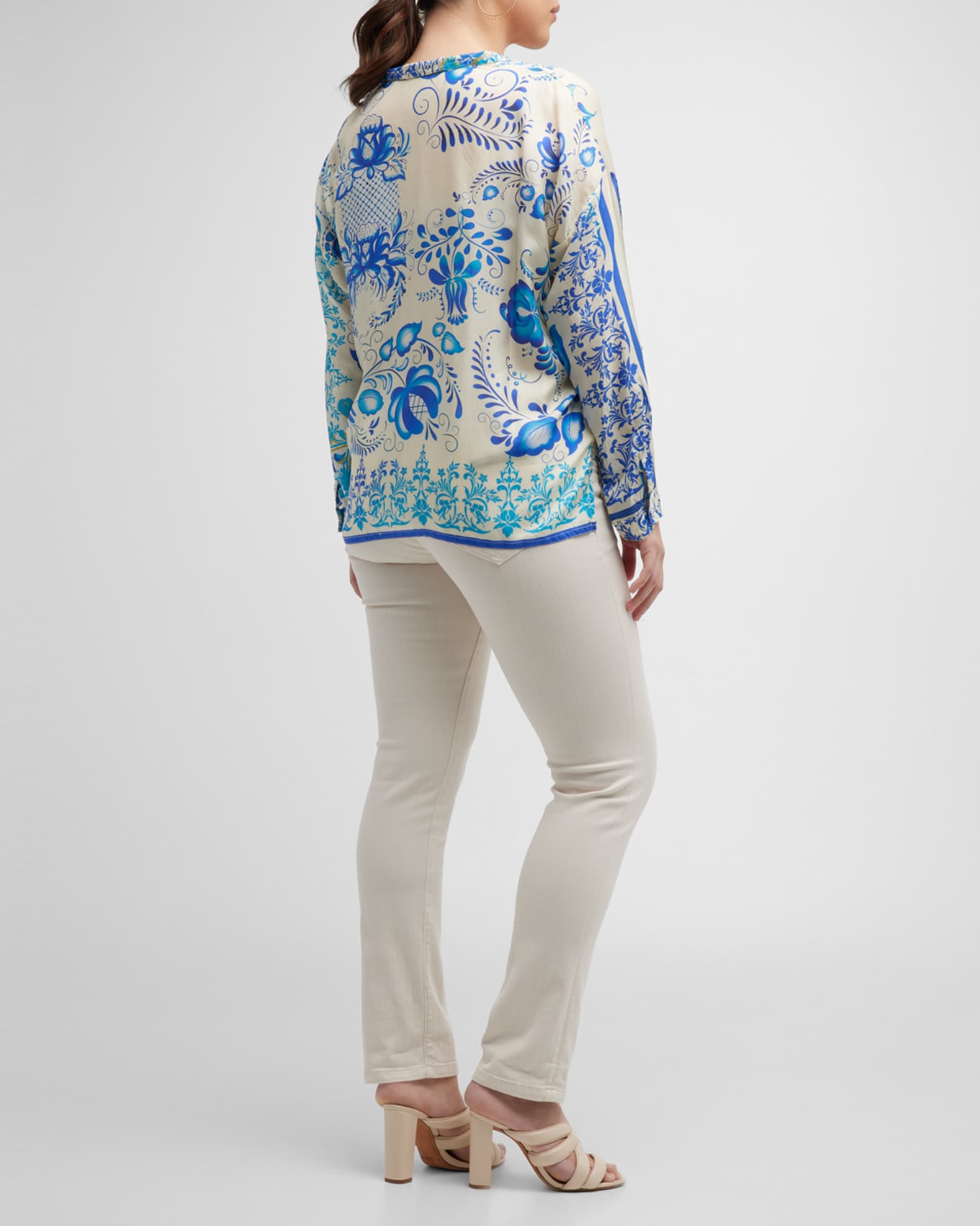 Johnny Was Plus Size Farrow Seline Floral-Print Blouse | Neiman Marcus