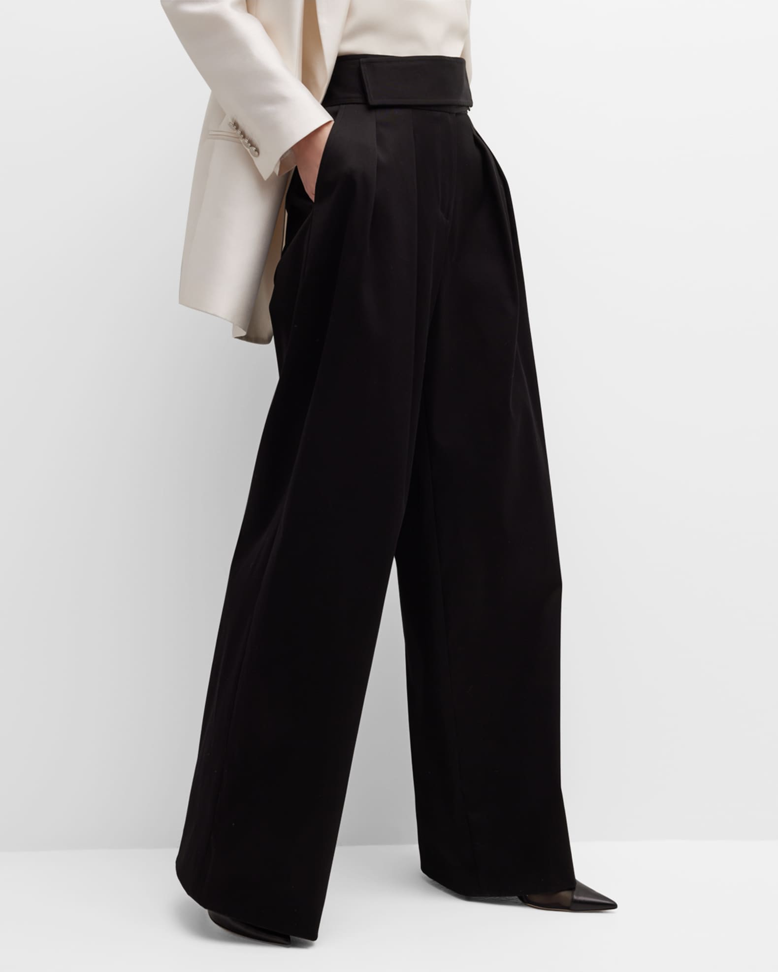 Brandon Maxwell Noah Pleated Wide-Leg Trousers | Neiman Marcus