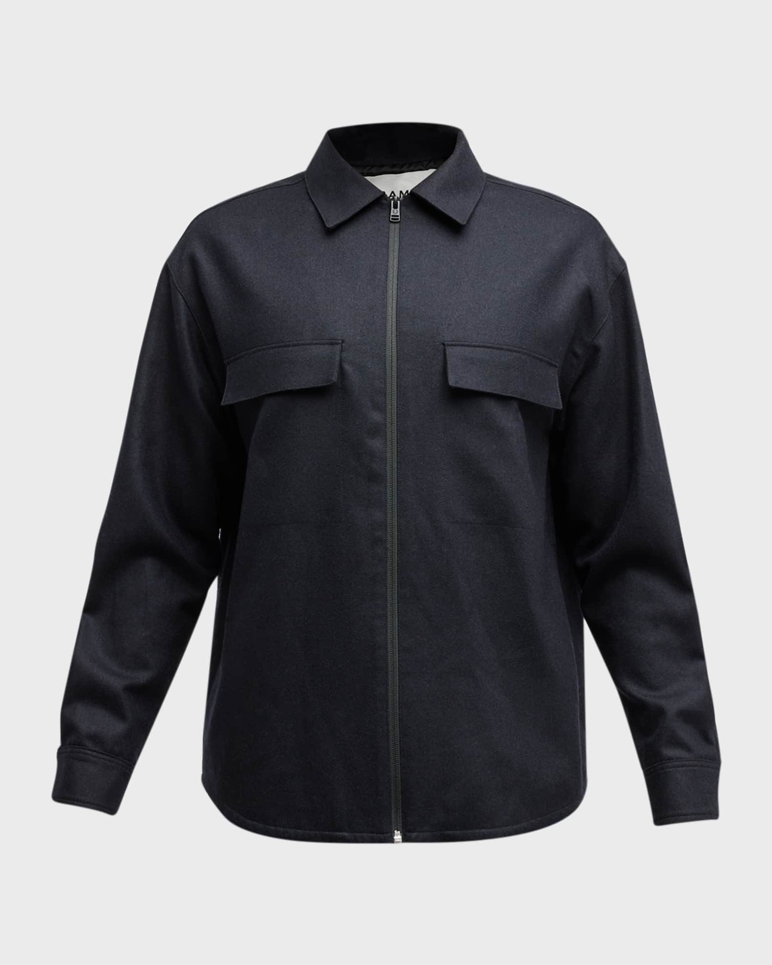 FRAME Men's Modern Flannel Full-Zip Overshirt | Neiman Marcus