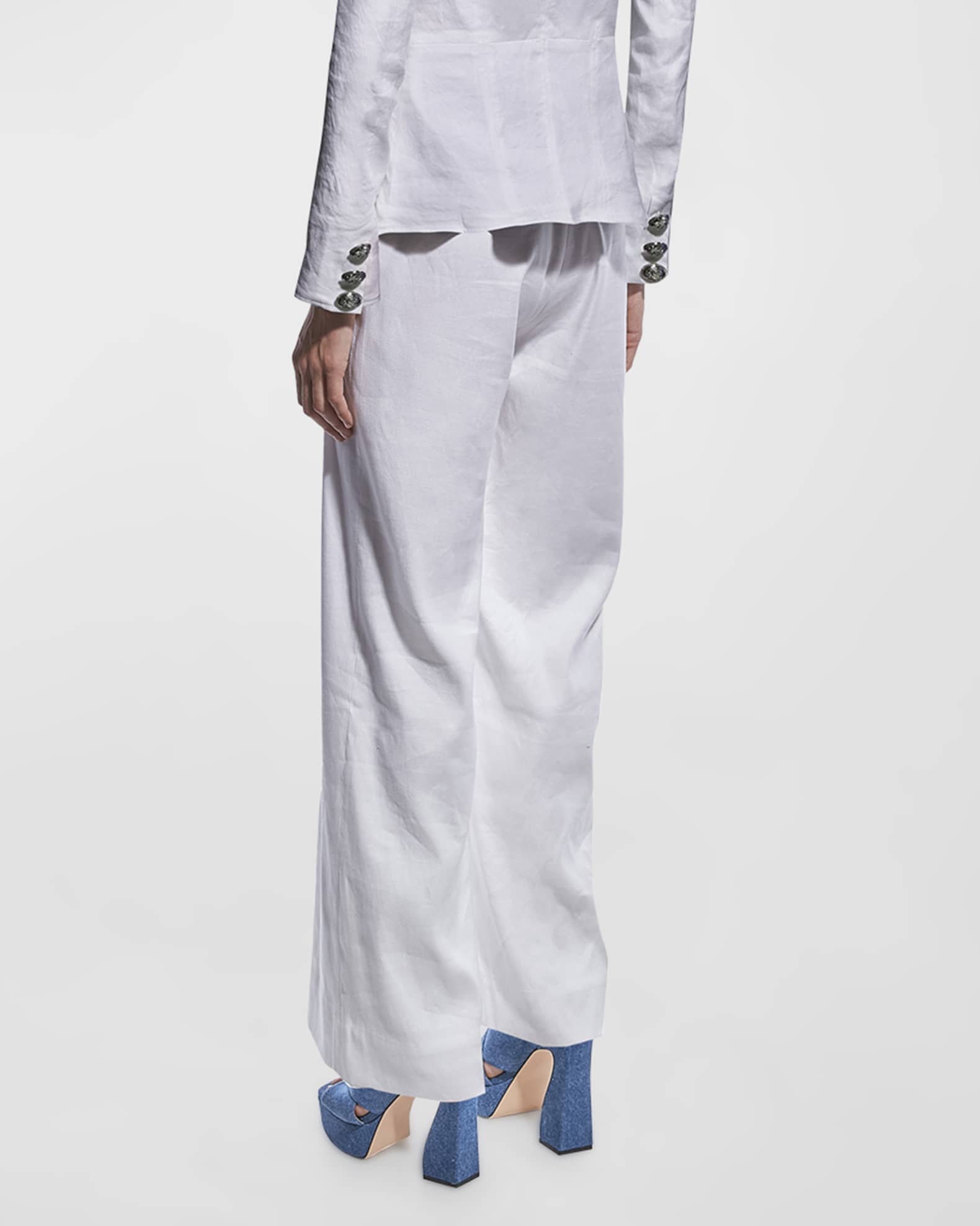 AS by DF Mimi Wide-Leg Twill Trousers | Neiman Marcus