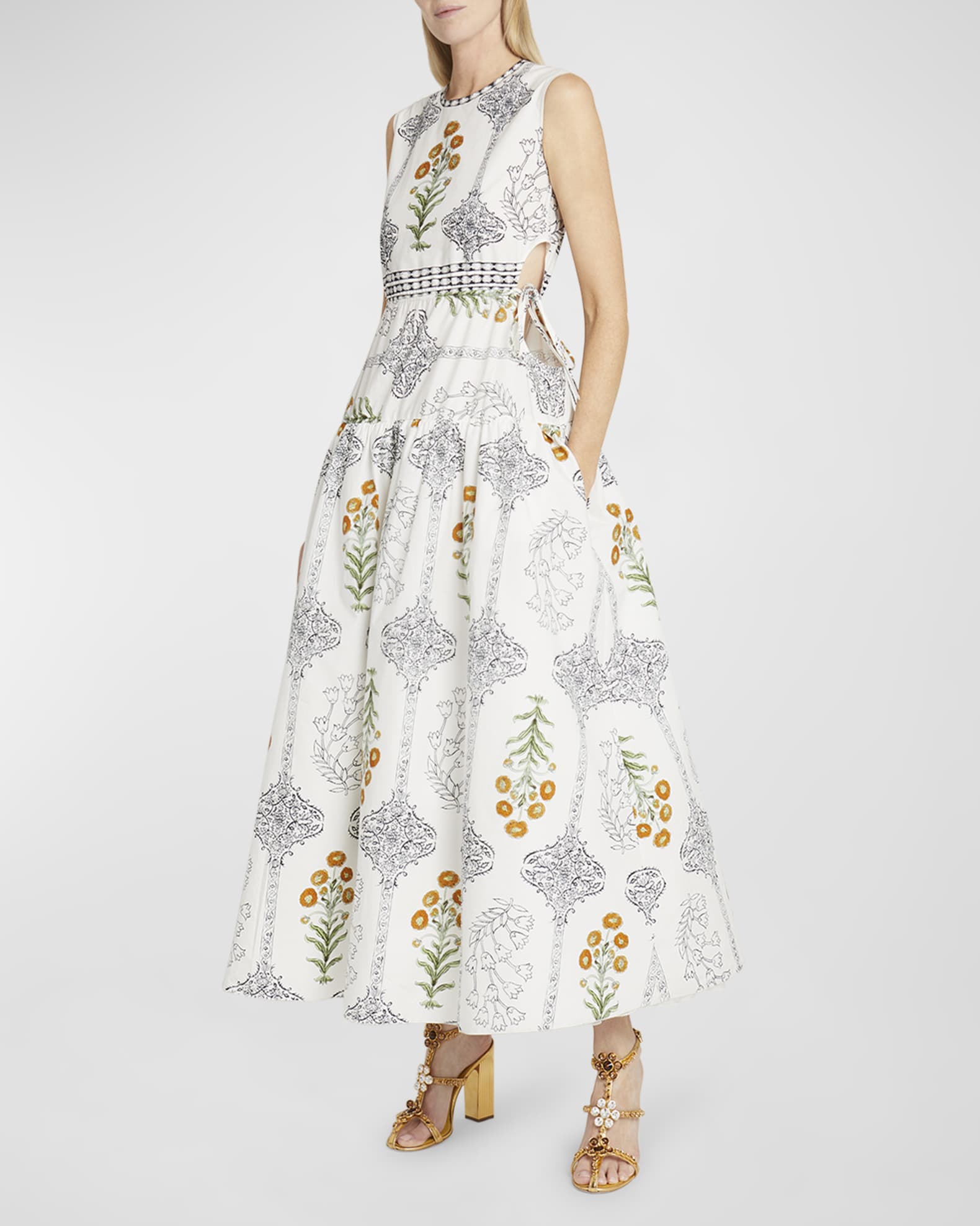 Giambattista Valli Floral Baroque-Print Cutout Maxi Dress | Neiman Marcus