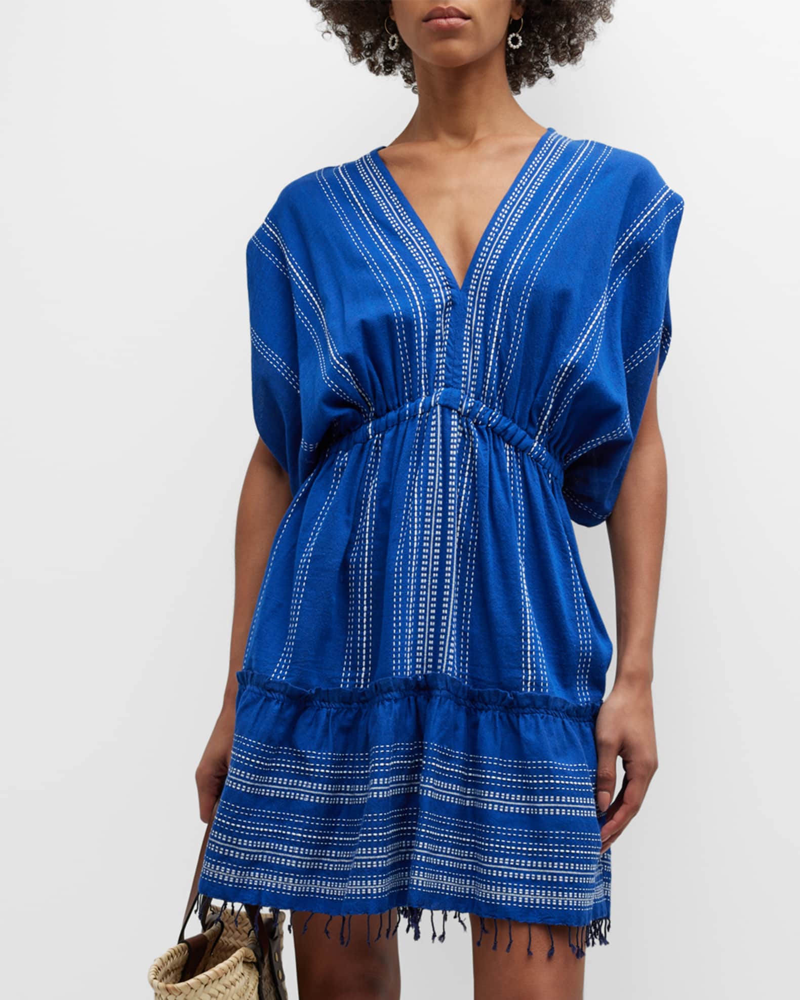 lemlem Inku Plunge Mini Dress | Neiman Marcus