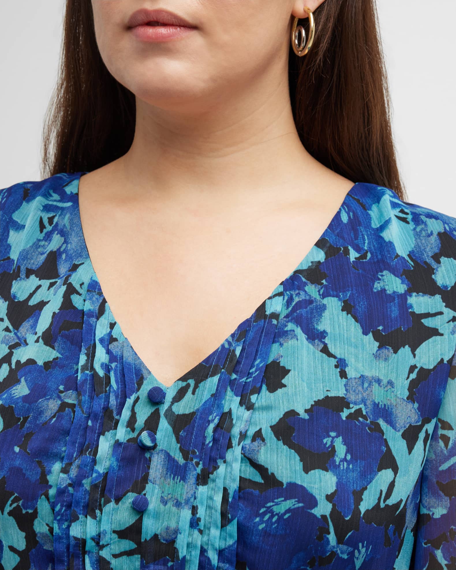 Whitney Morgan Plus Size Tiered Abstract-Print Midi Dress | Neiman Marcus