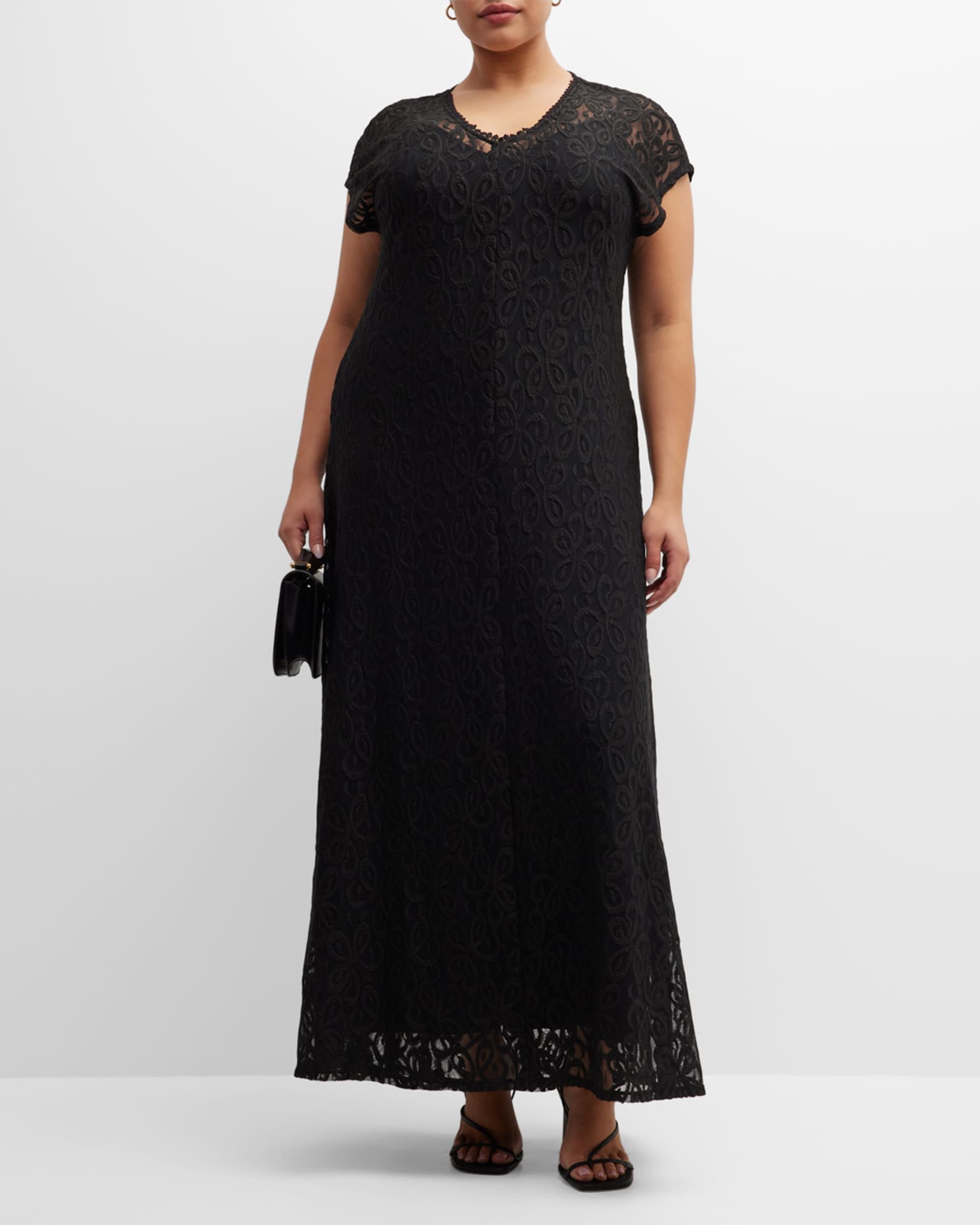 Johnny Was Plus Size Corinne Sheer Lace Maxi Dress | Neiman Marcus