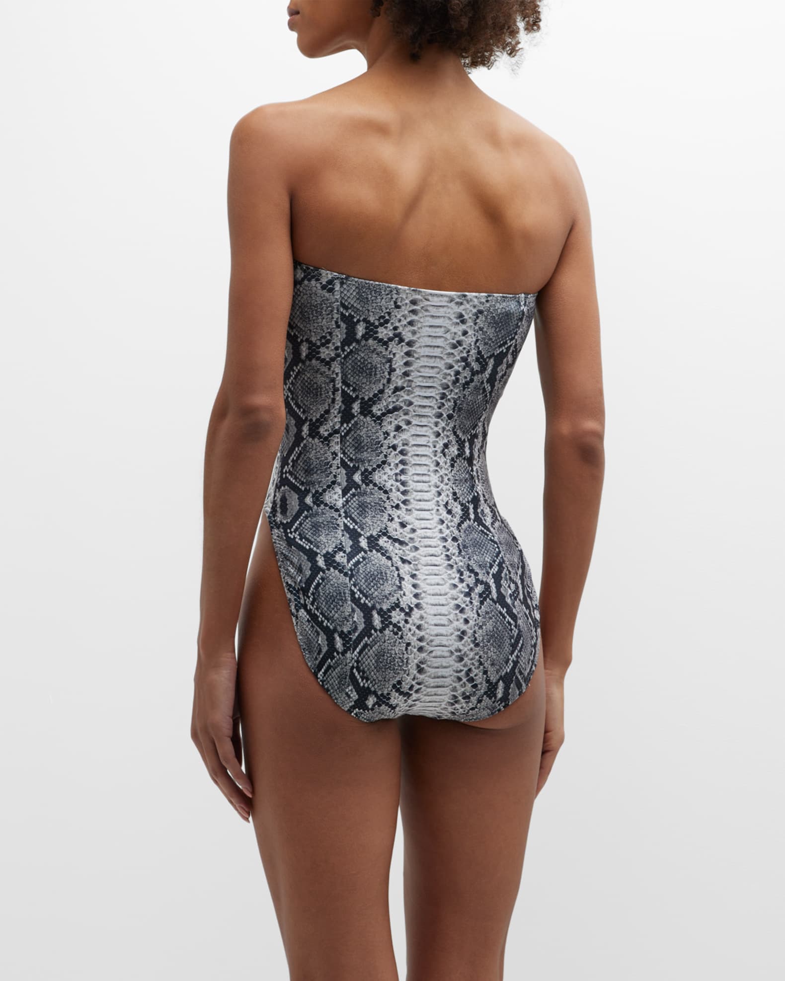 Norma Kamali Corset Mio Python-Print One-Piece Swimsuit | Neiman Marcus