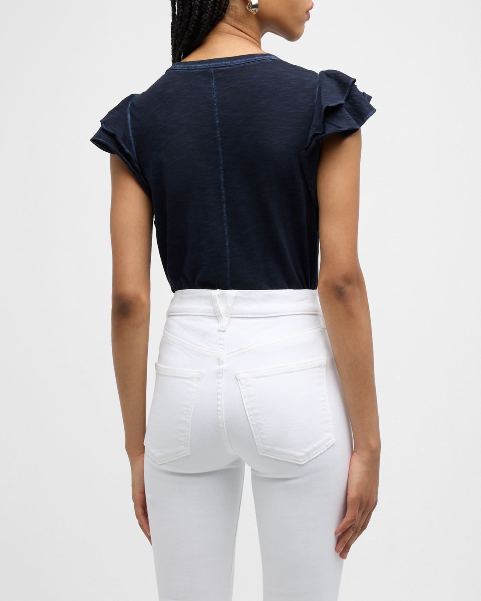 Veronica Beard Akeela Ruffle Sleeve Tee | Neiman Marcus