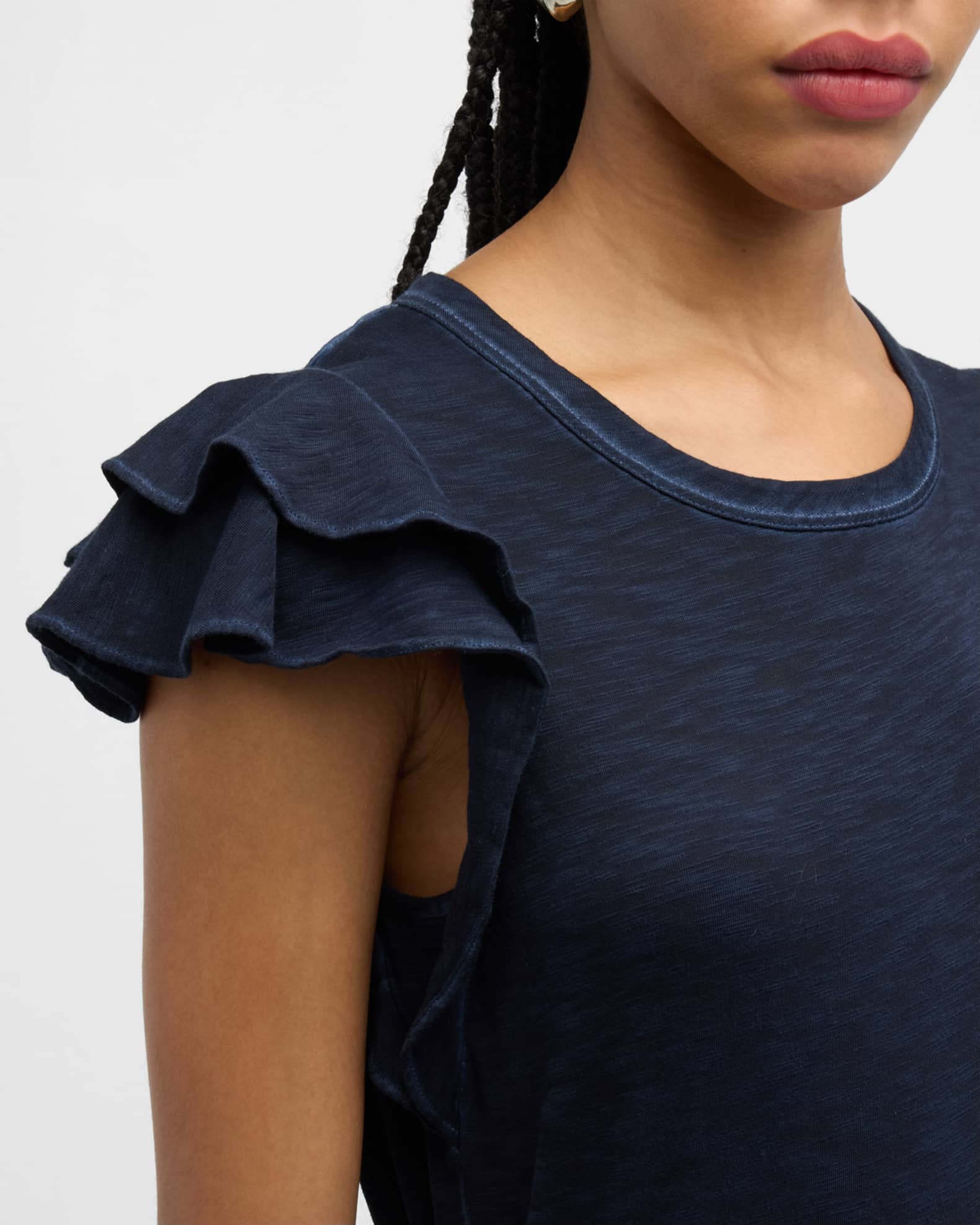 Veronica Beard Akeela Ruffle Sleeve Tee | Neiman Marcus