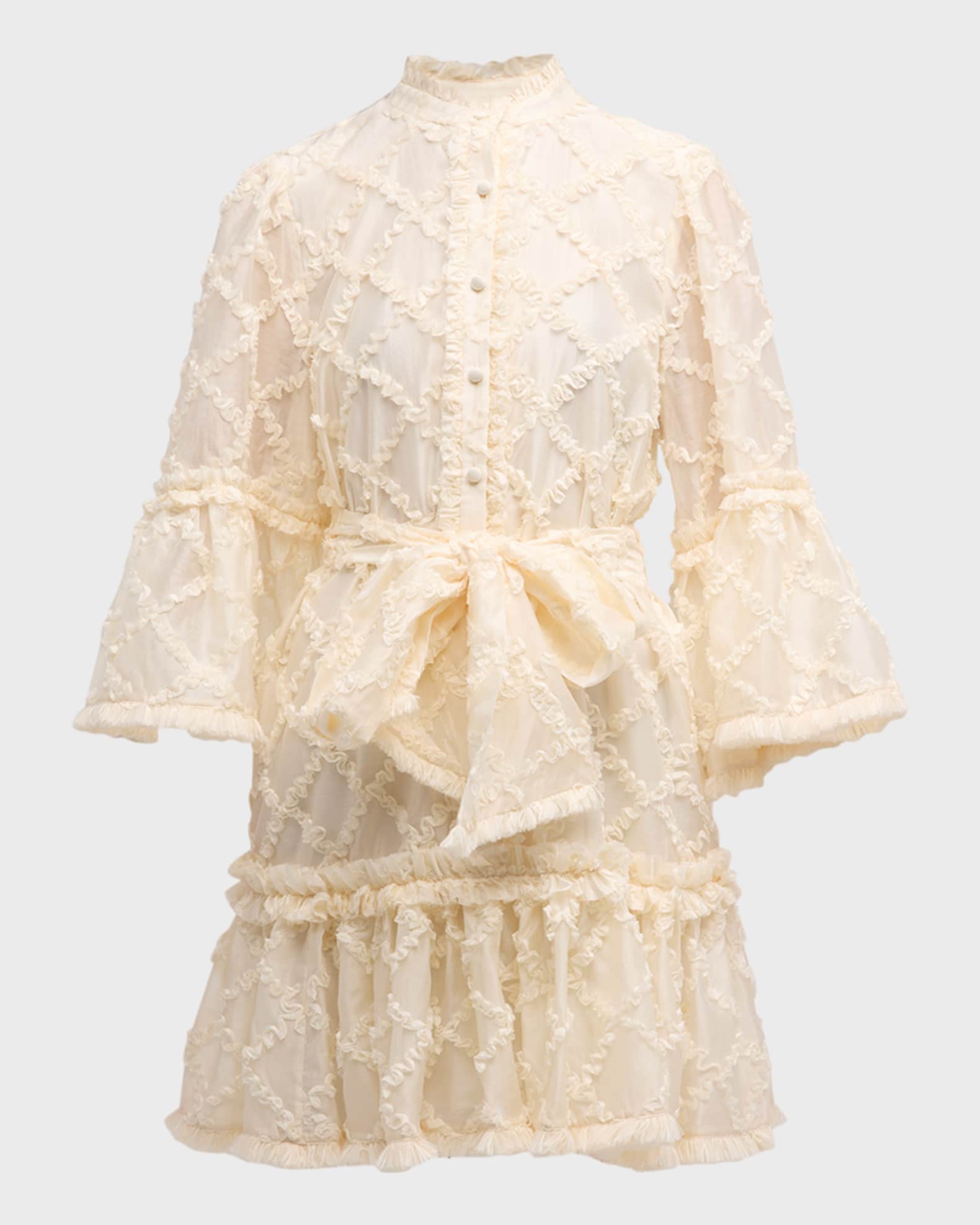 Alexis Audrey Button-Front Ruffle Check Mini Dress | Neiman Marcus