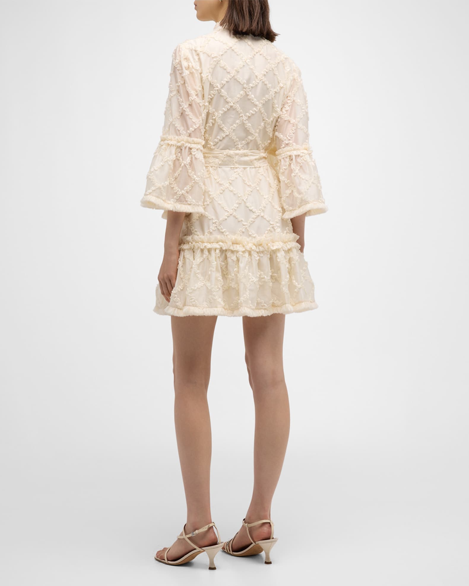 Alexis Audrey Button-Front Ruffle Check Mini Dress | Neiman Marcus