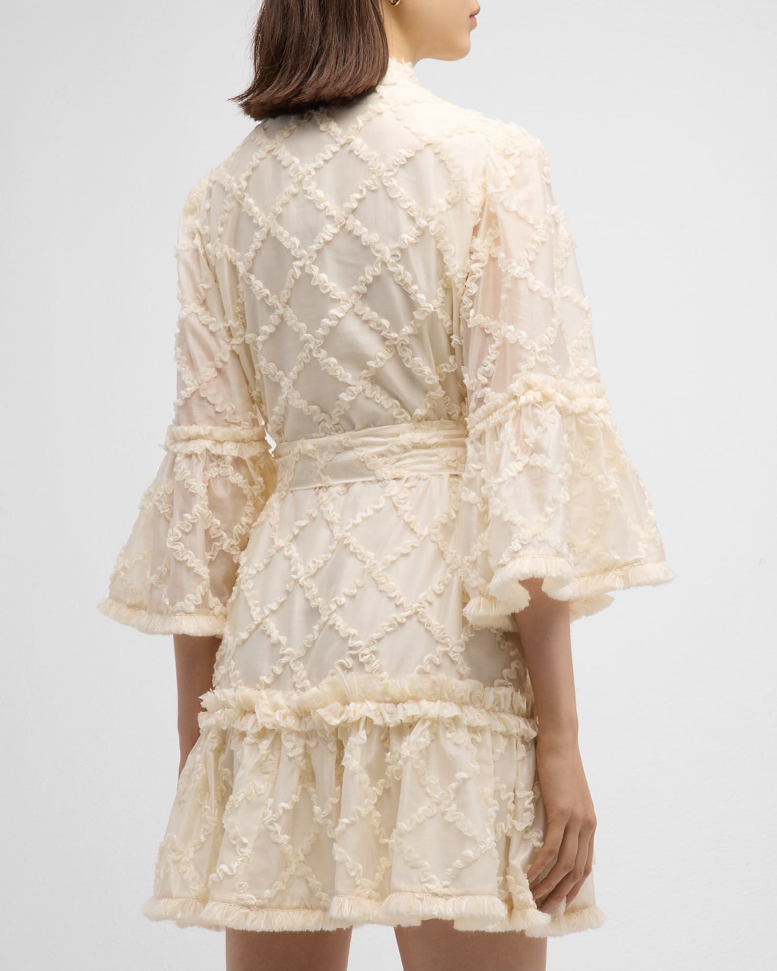 Alexis Audrey Button-Front Ruffle Check Mini Dress | Neiman Marcus