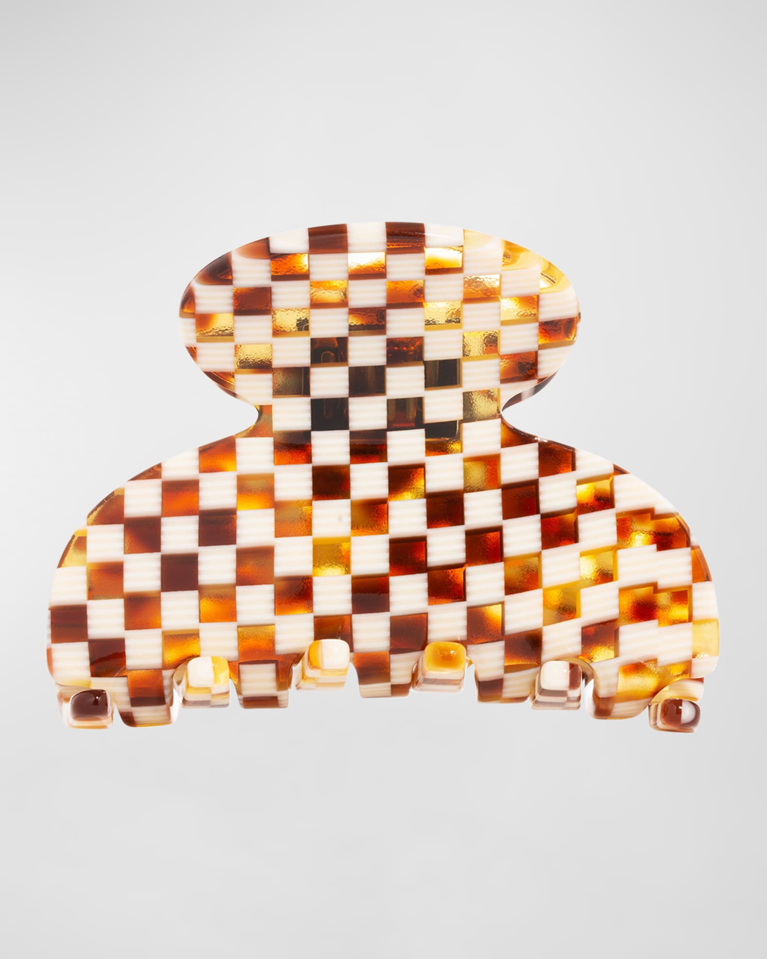 France Luxe Checkered Small Couture Jaw Clip | Neiman Marcus