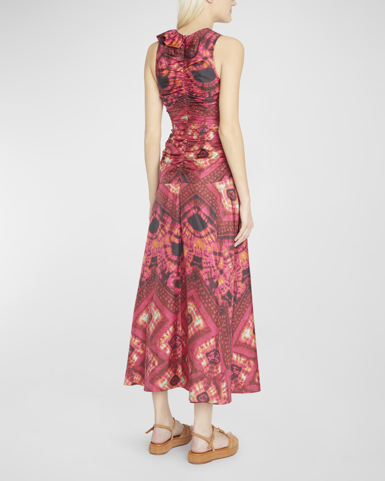 Ulla Johnson Othella Sleeveless Printed Silk Midi Dress | Neiman Marcus